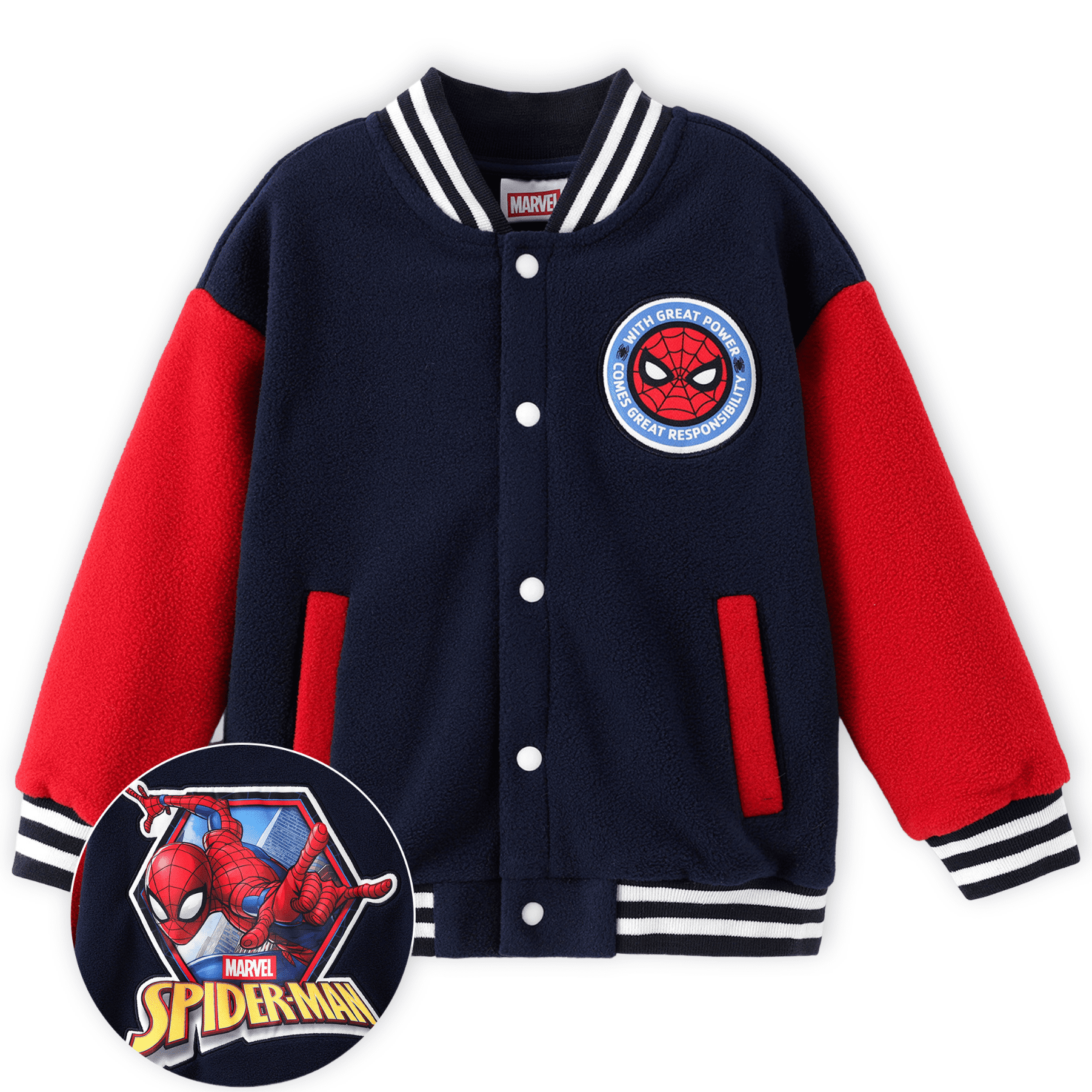 Marvel Spider-Man Boys Fleece Bomber Jackets Superhero Graphic Winter ...