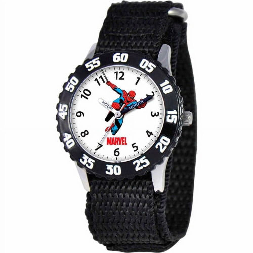 Marvel Spider-Man Boys' Stainless Steel Watch, Black Strap - Walmart.com