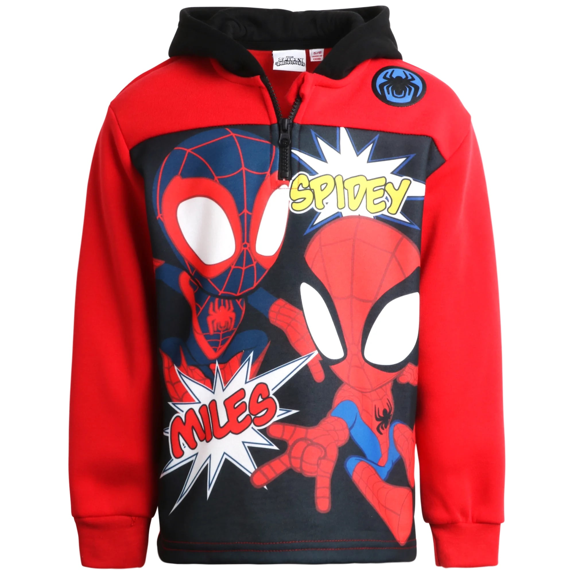Marvel Boys' Avengers Sweatshirt - Quarter Zip Fleece Hoodie: Spider ...