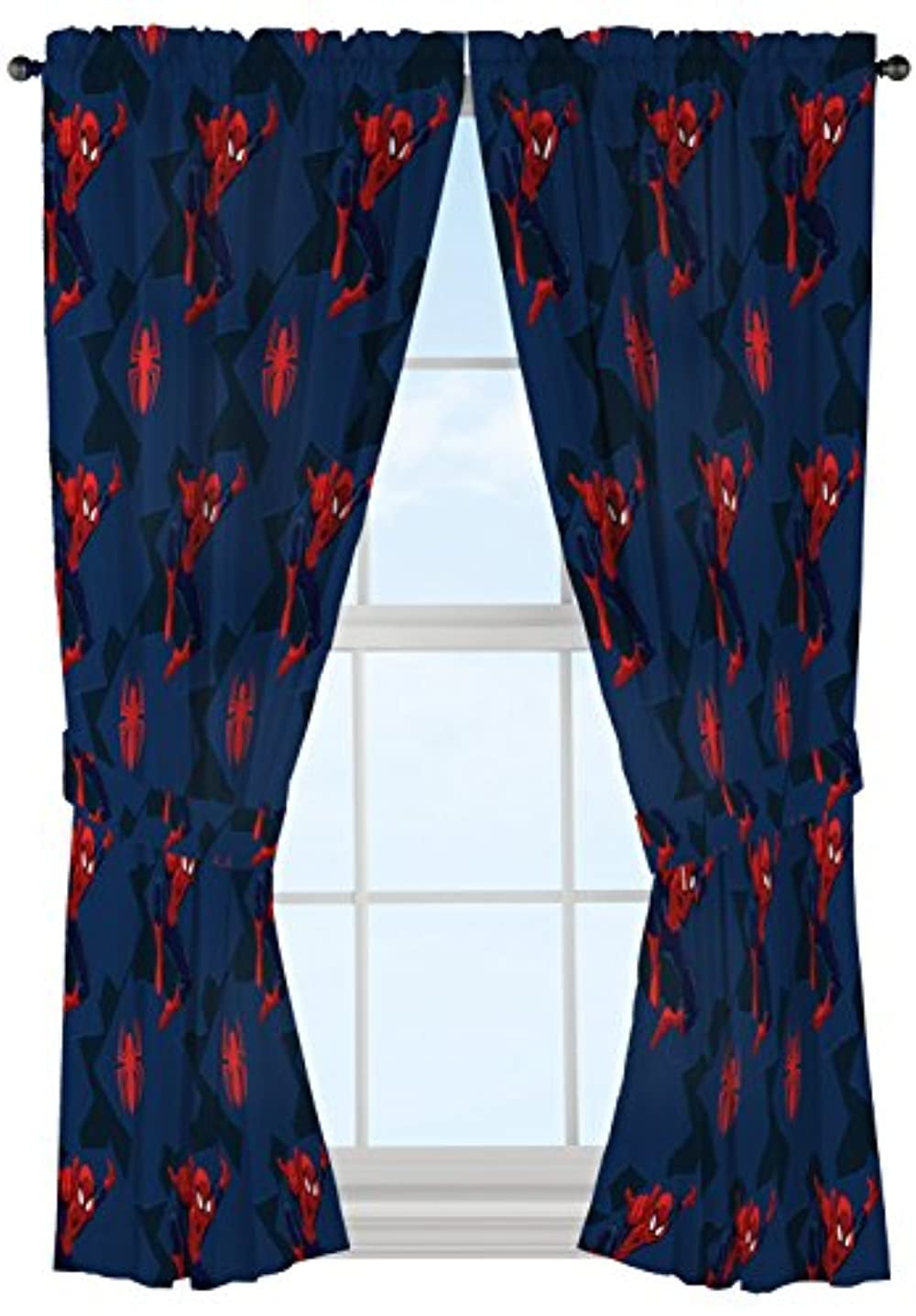 Marvel Spider-Man Saving The Day 63 Inch Microfiber Curtain Set, Blue ...