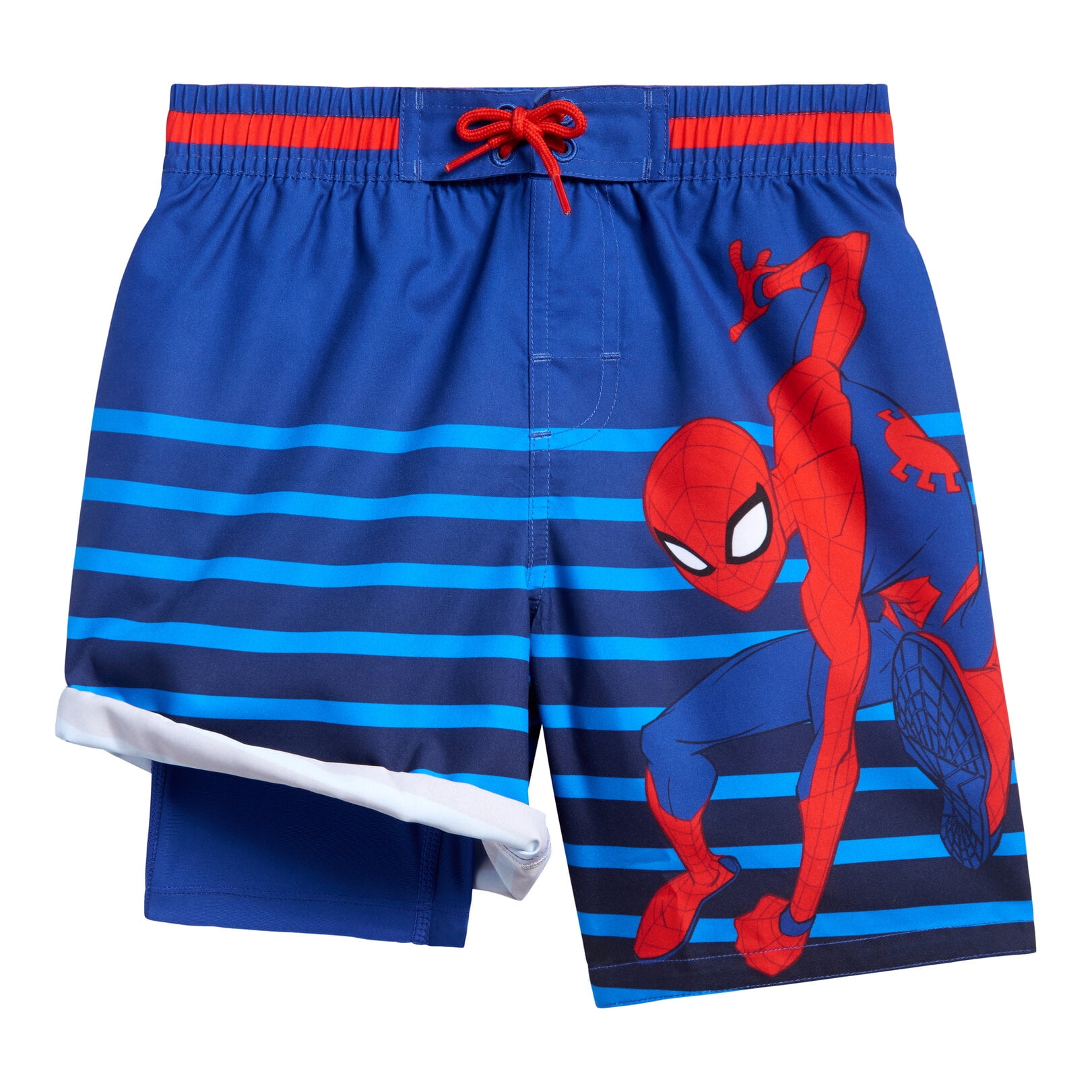 Marvel Spider-Man Big Boys Compression UPF 50+ Swim Trunks Blue Stripes ...