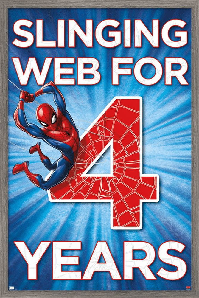 Marvel Spider-Man - Happy 4th Birthday Wall Poster, 22.375" x 34 ...