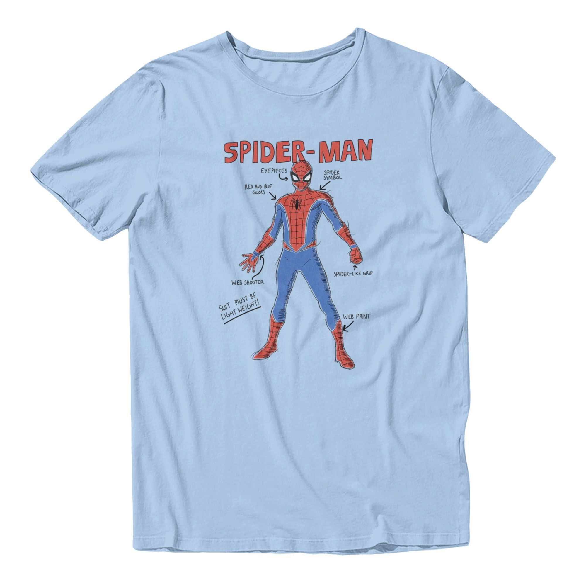 Marvel Spider-Man Hero Strong Pose Men's T Shirt (Light Blue, S-XXXL ...