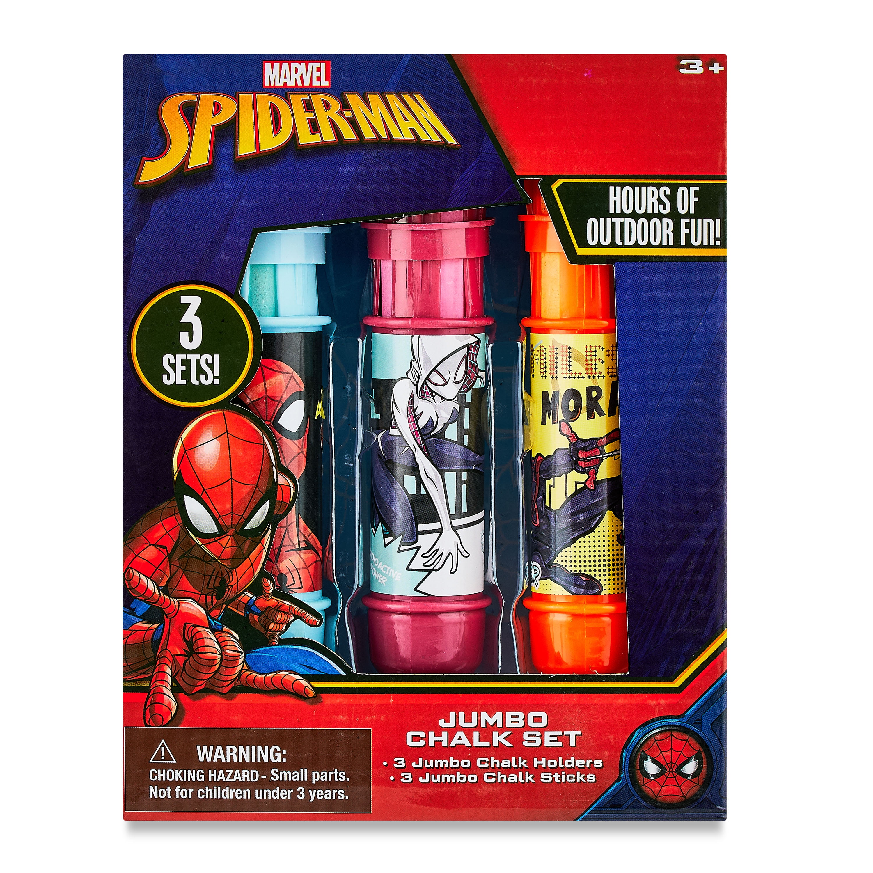 Marvel Spider-Man Jumbo Chalk Set, Includes 3 Chalk Holders, Multi ...