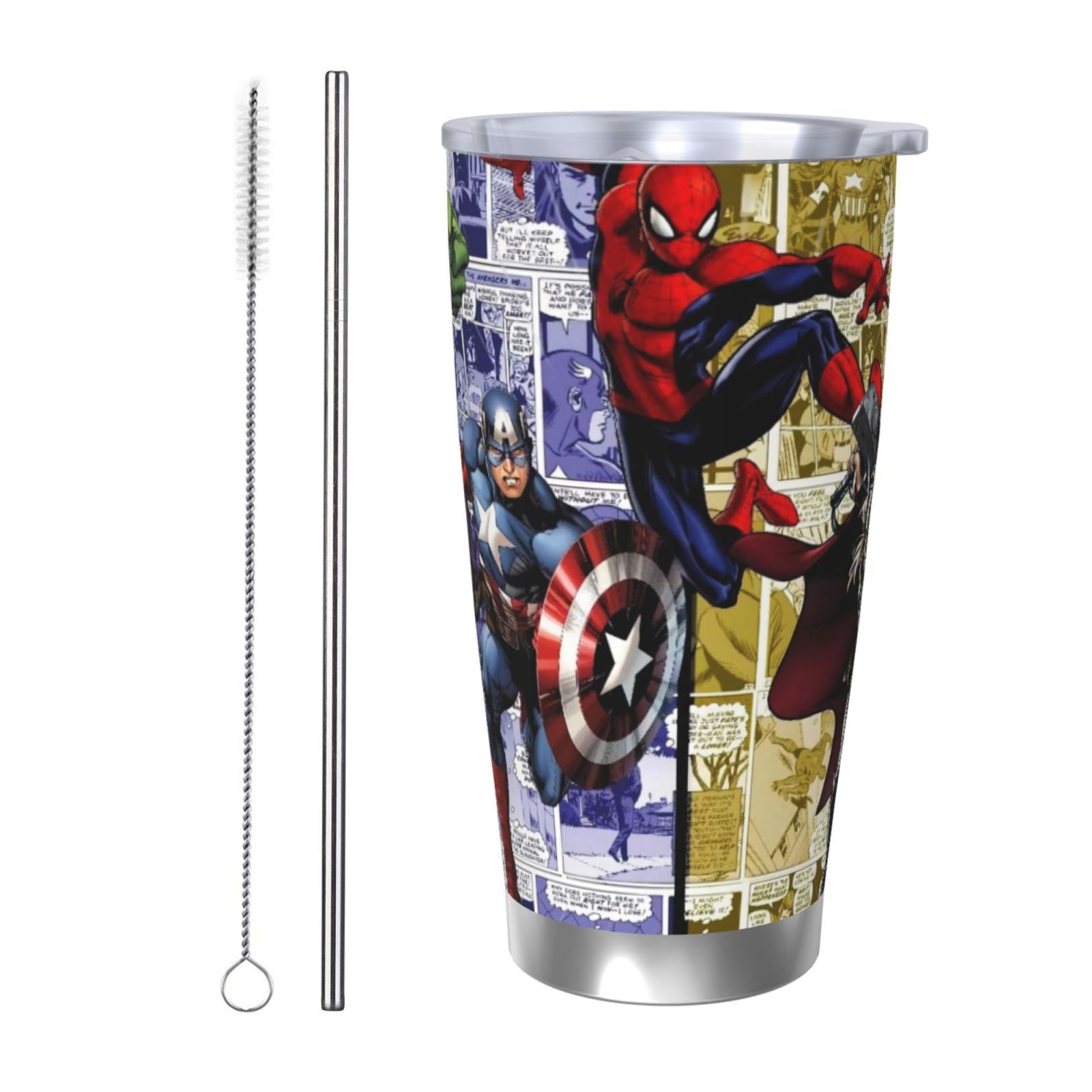 Marvel-Spider Man Kids Water Bottle with Straw Lid,Insulated Stainless ...