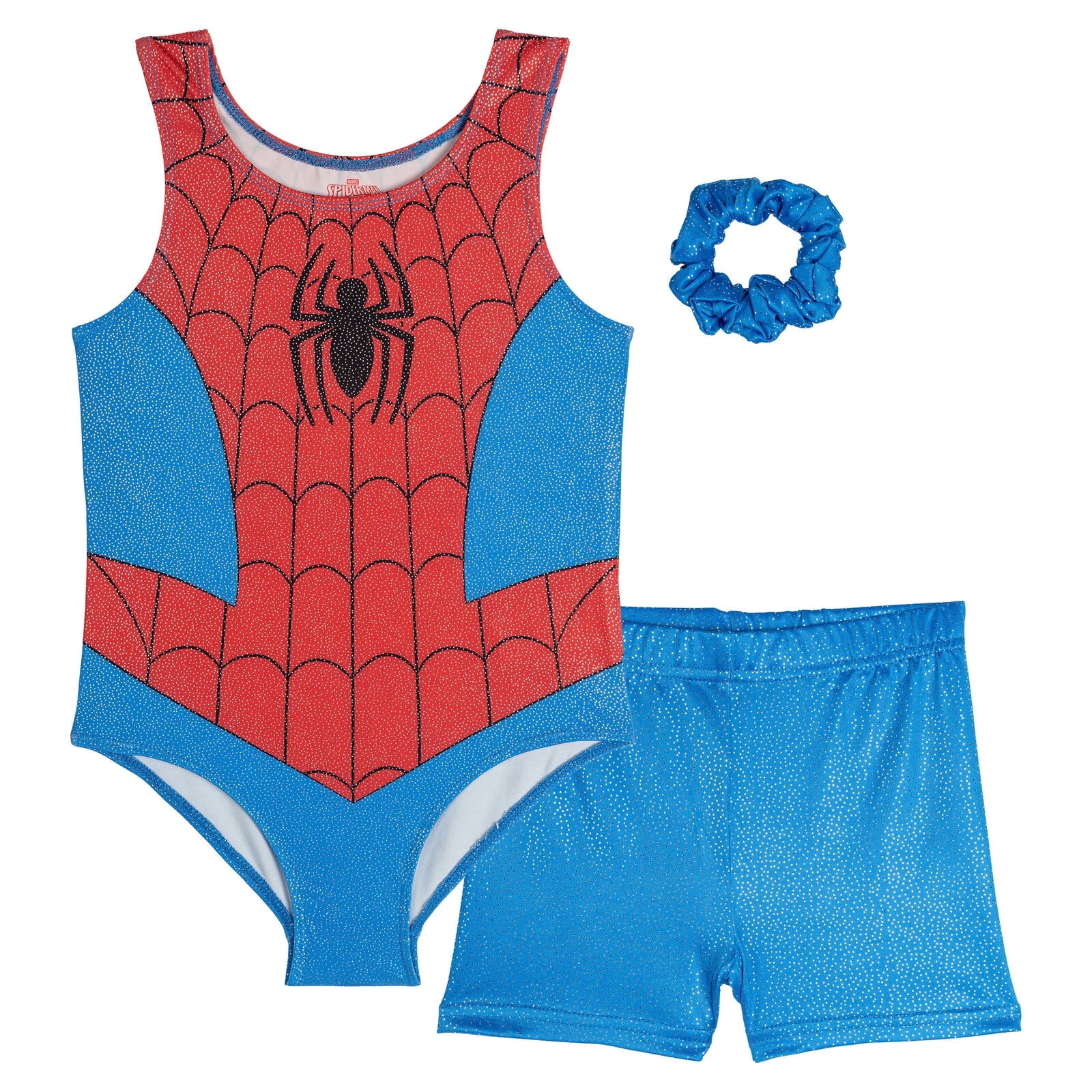 Marvel Spider-Man Little Girls' 3-Piece Gymnastics Leotard, Bike Shorts ...