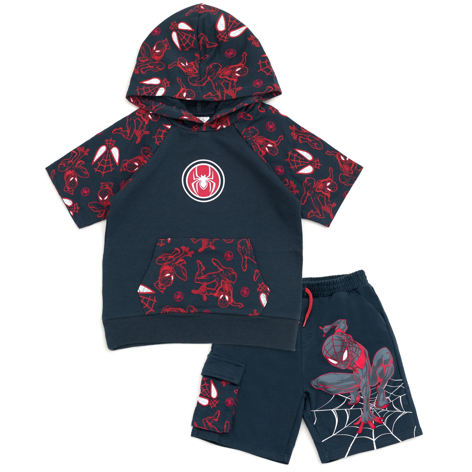 Marvel Spider-Man Miles Morales French Terry Pullover Hoodie and Shorts ...