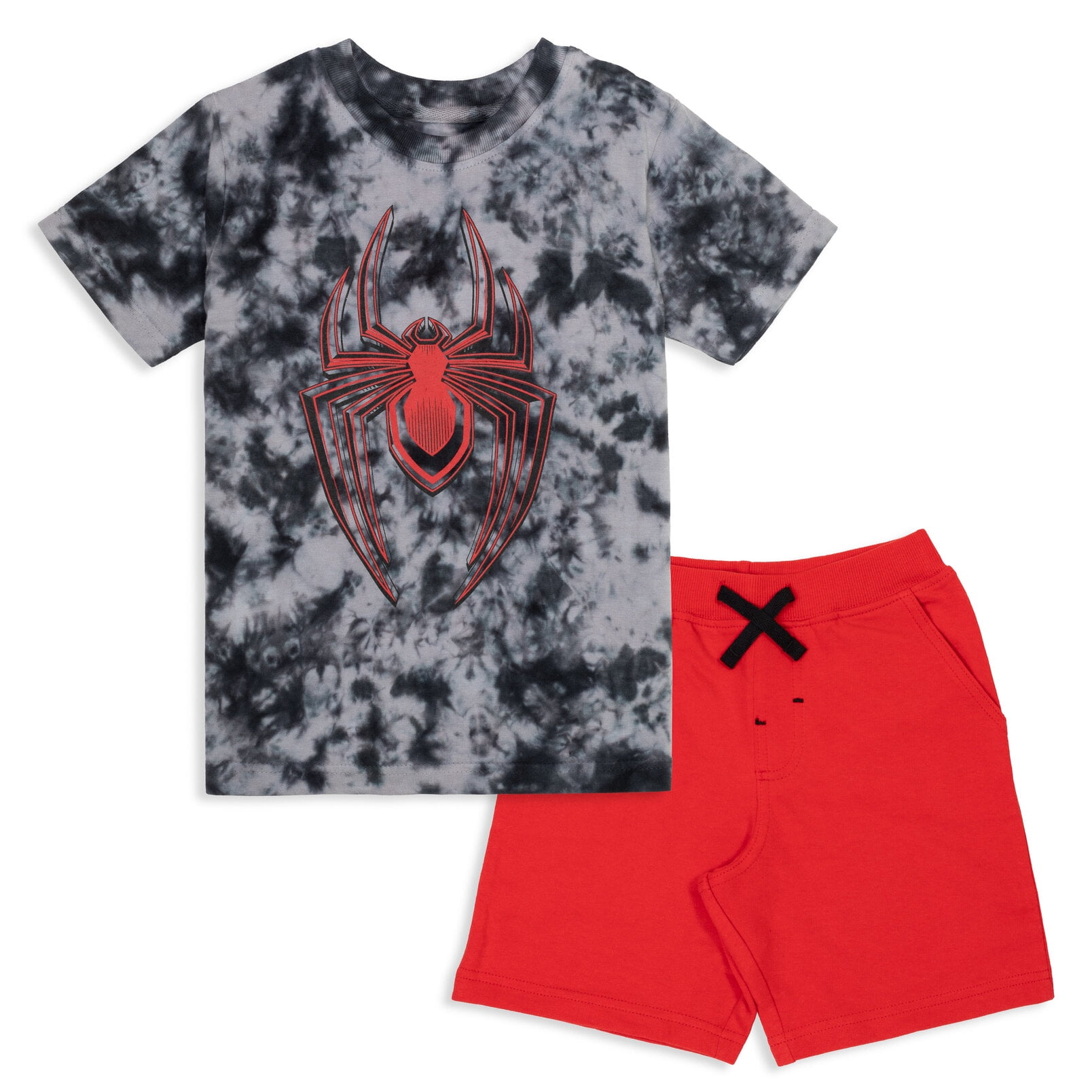 Marvel Spider-Man Boys T-Shirt & French Terry Shorts Outfit Set, Little ...
