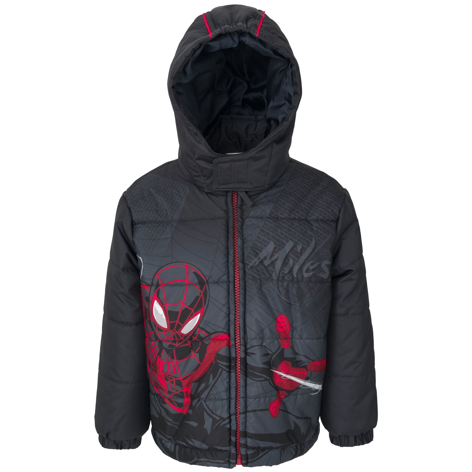 Marvel Spider-Man Miles Morales Zip Up Puffer Jacket Toddler to Big Kid ...