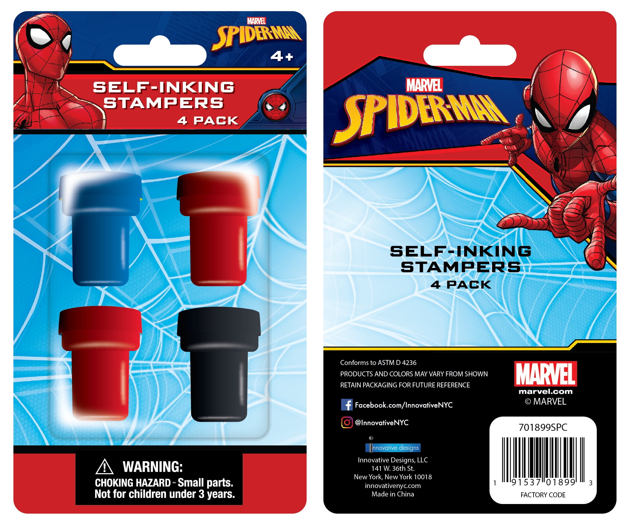 Marvel Spider-Man Multi-Color Self-Inking Plastic Stamper Party Favor ...