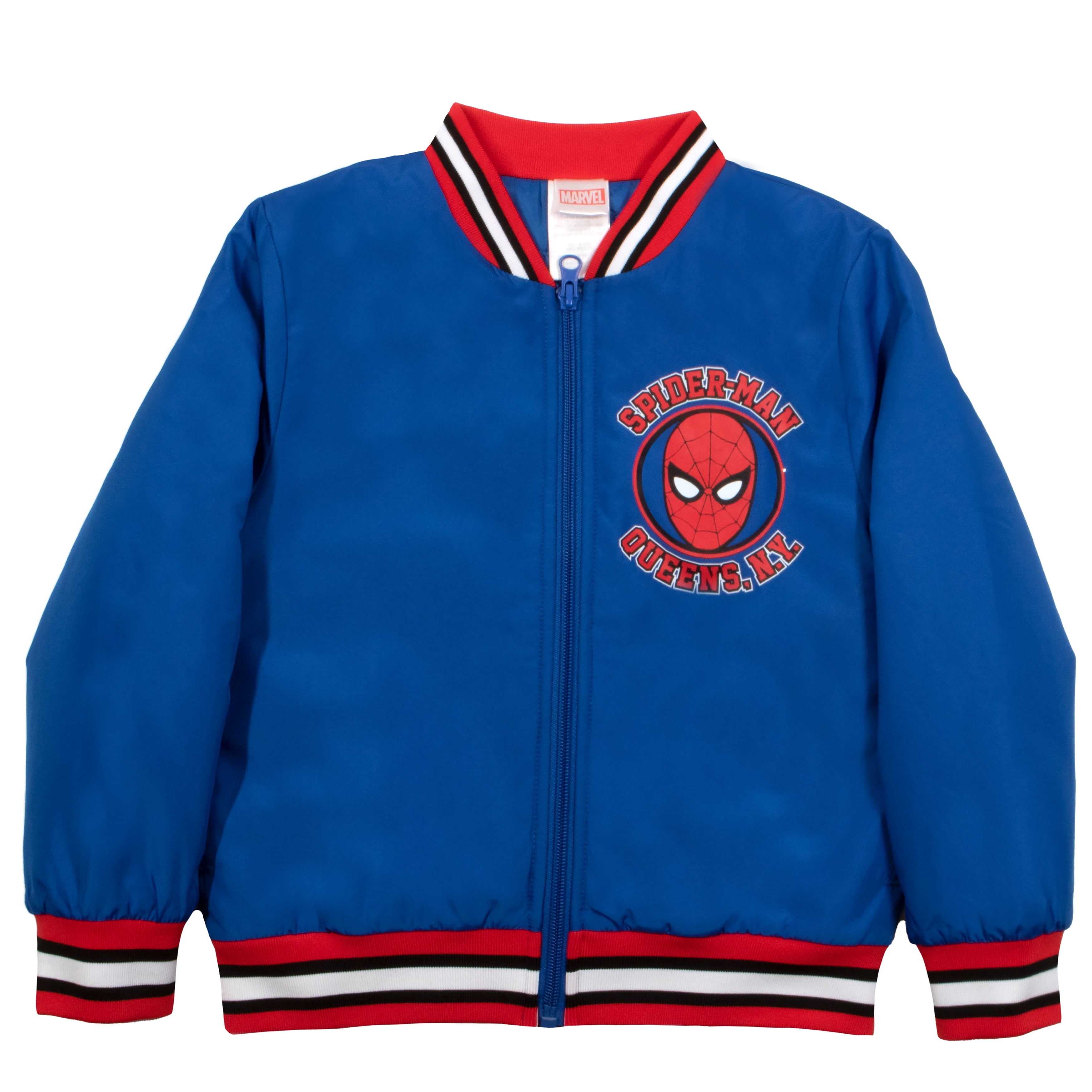 Marvel Spider-Man Queens NY Boys Bomber Jacket, Zip-Up Varsity Jacket ...