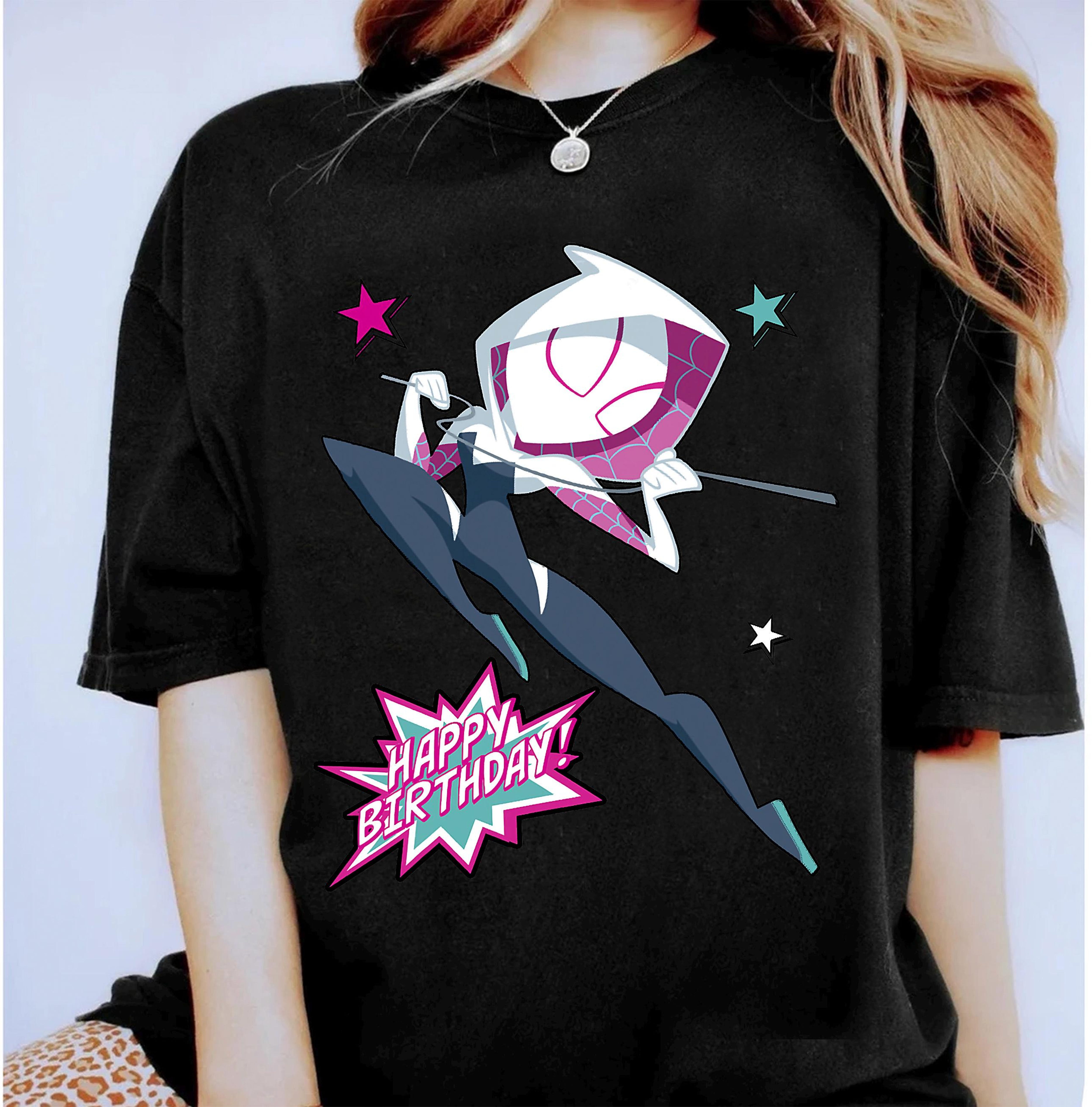 Marvel Spider-Man Spider-Gwen Happy Birthday Portrait T-Shirt, Spider ...