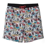 Marvel, Swim Trunks, Adult, Black, UPF 50+, All Over Print Design ...