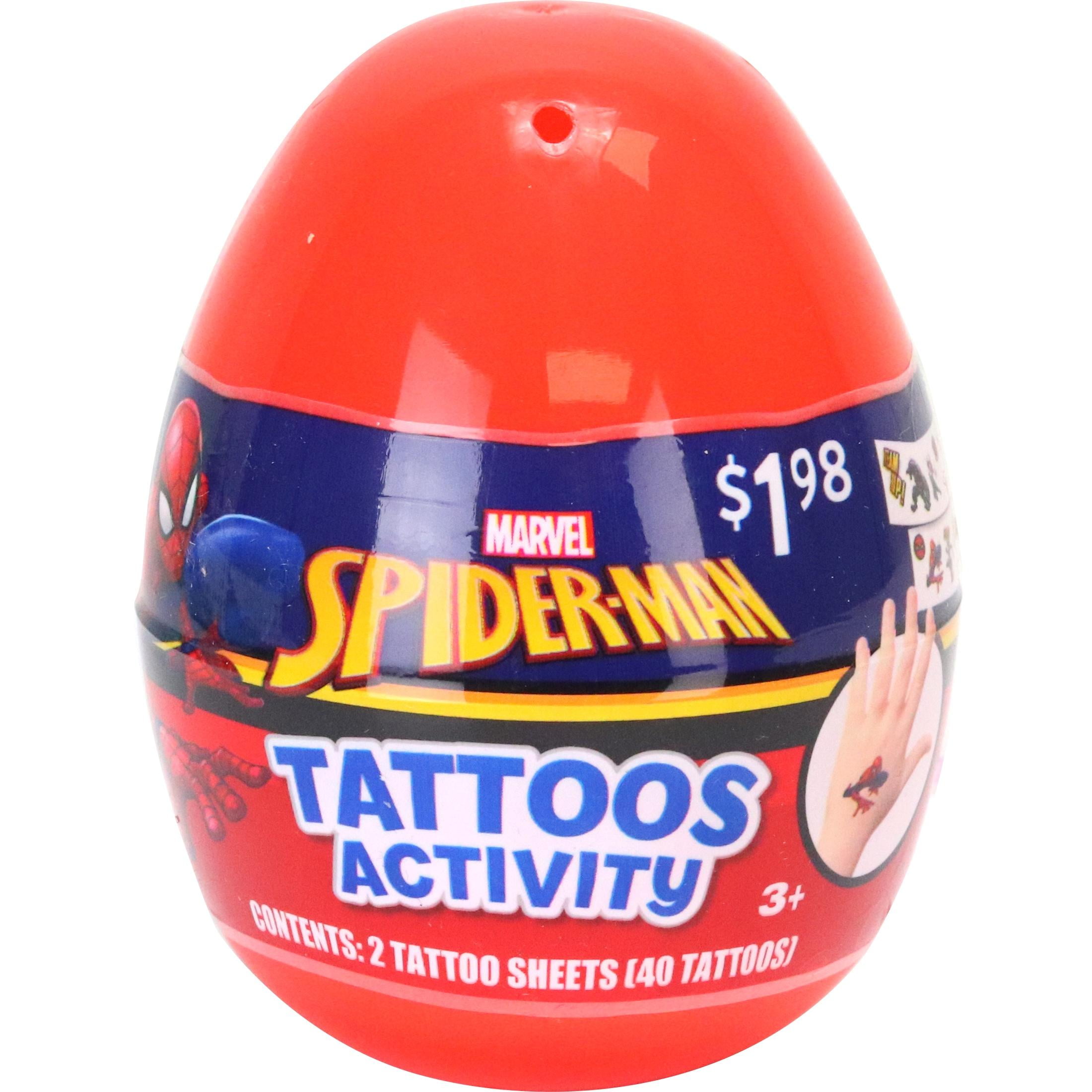 Marvel Spider Man Tattoos Activity Egg, Plastic, Easter Party Favor, 3 ...