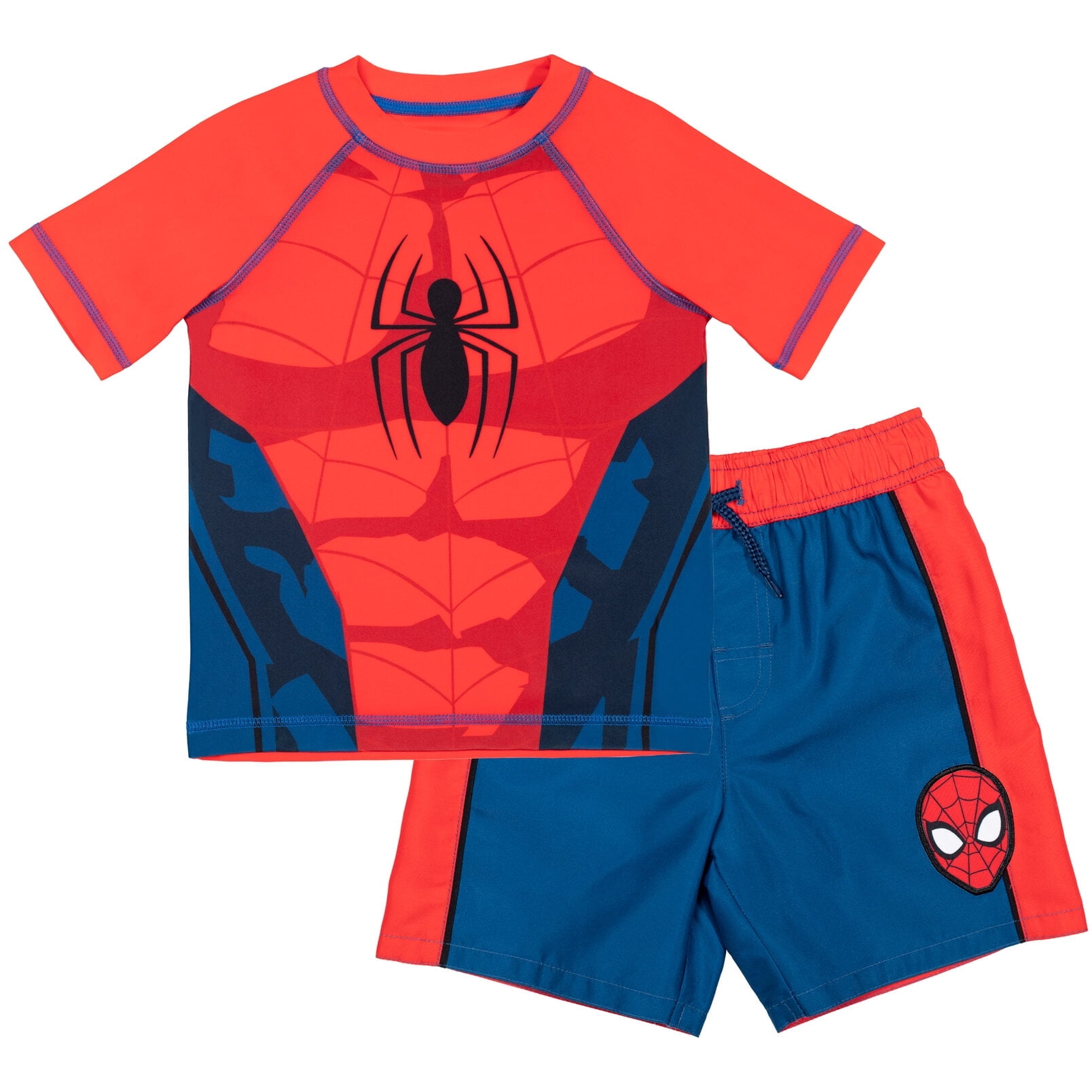 Marvel Spider-Man UPF 50+ Cosplay Rash Guard & Swim Trunks Outfit Set ...