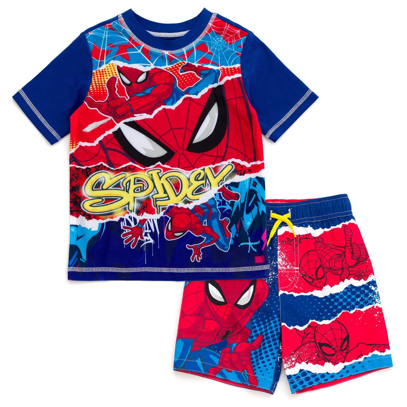 Marvel Spider-Man UPF 50+ Rash Guard and Swim Trunks Outfit Set Toddler ...