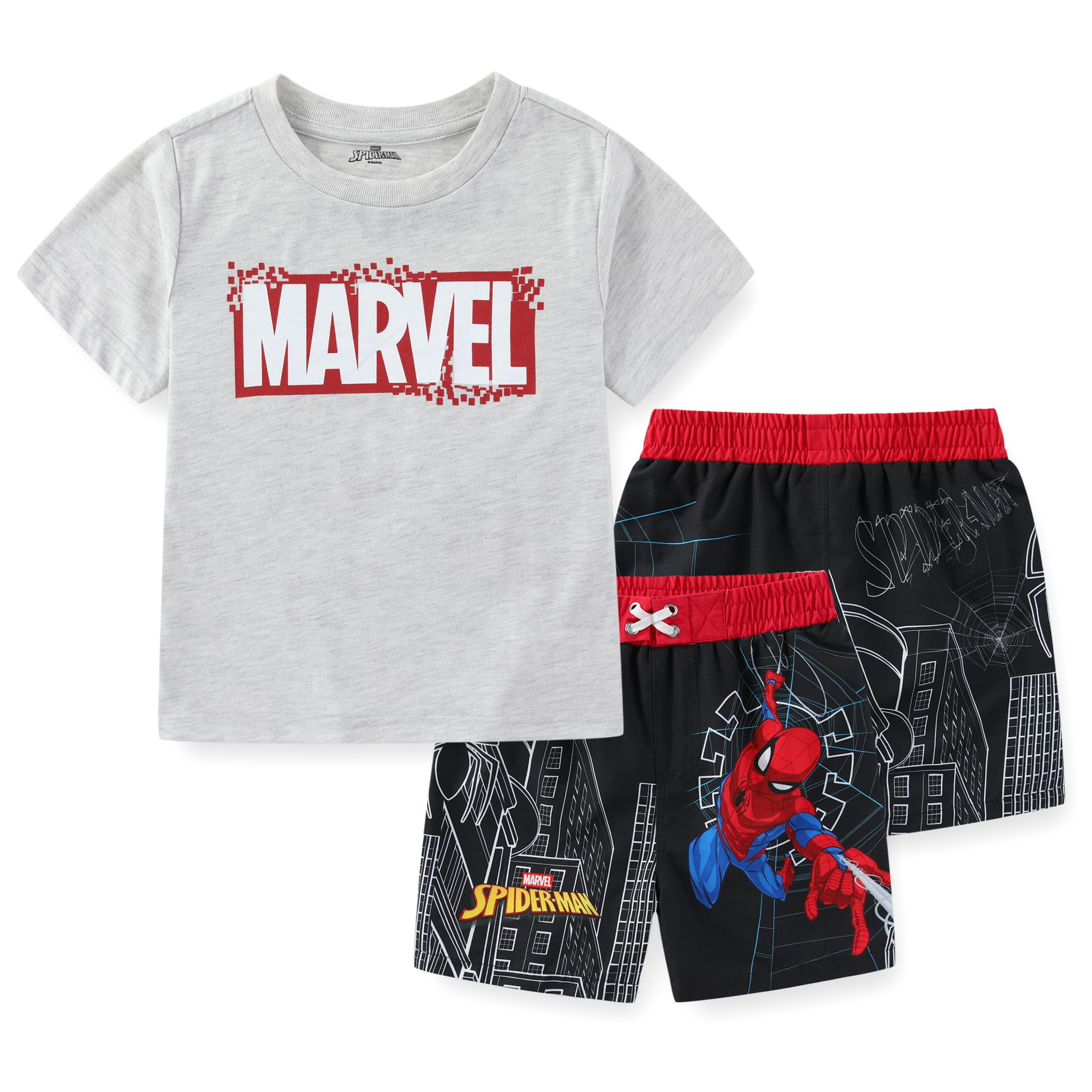 Marvel Spider-Man UPF 50+ Short Sleeve T-Shirt and Swim Trunks Shorts ...
