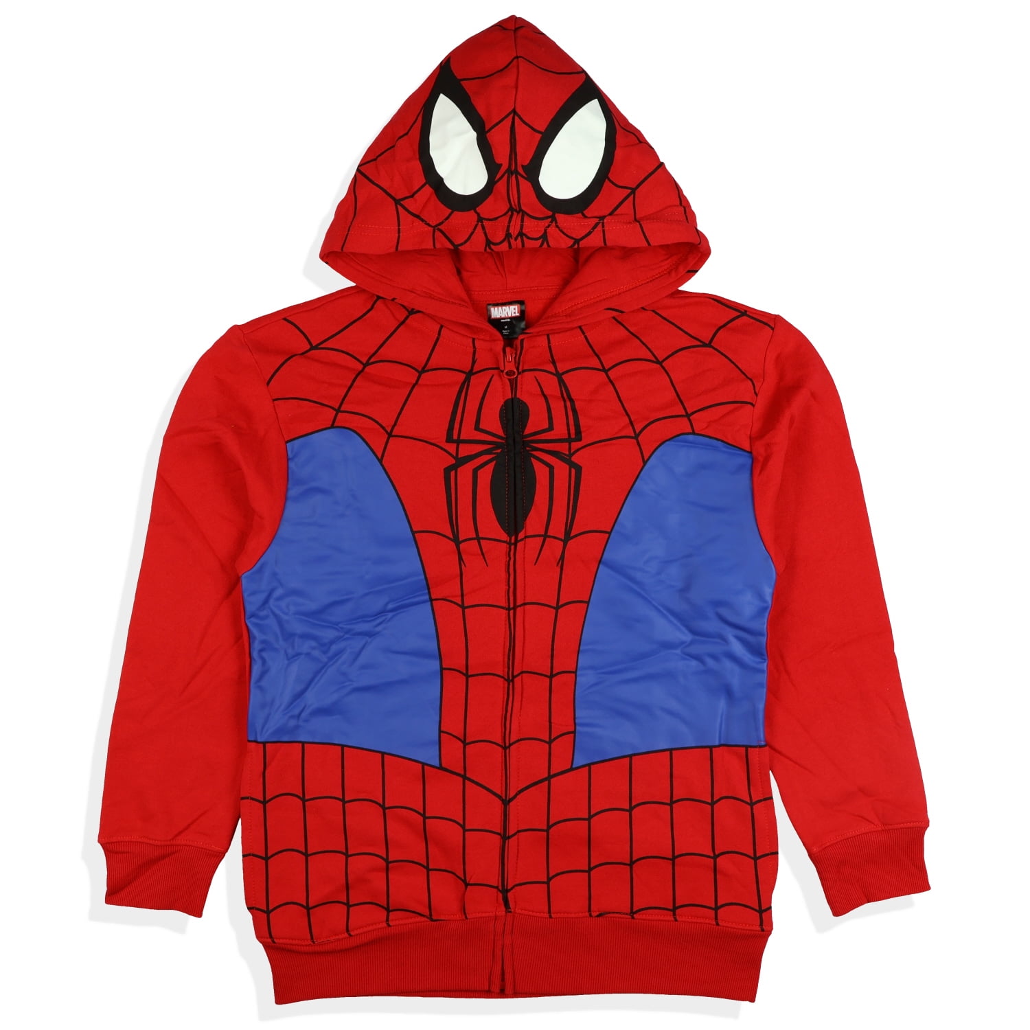 Marvel Spider-Man Zip Up Hoodie Boys' with Web Design and Mask Hood ...