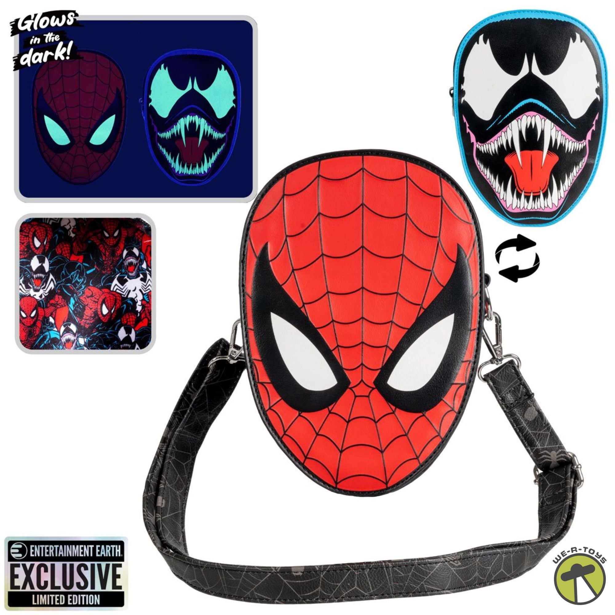 Marvel Spider-Man vs. Venom Glow-in-the-Dark Crossbody Purse Loungefly ...