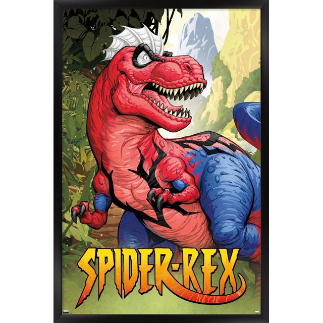 Marvel Spider-Rex - Portrait Wall Poster, 14.725" x 22.375" Framed ...
