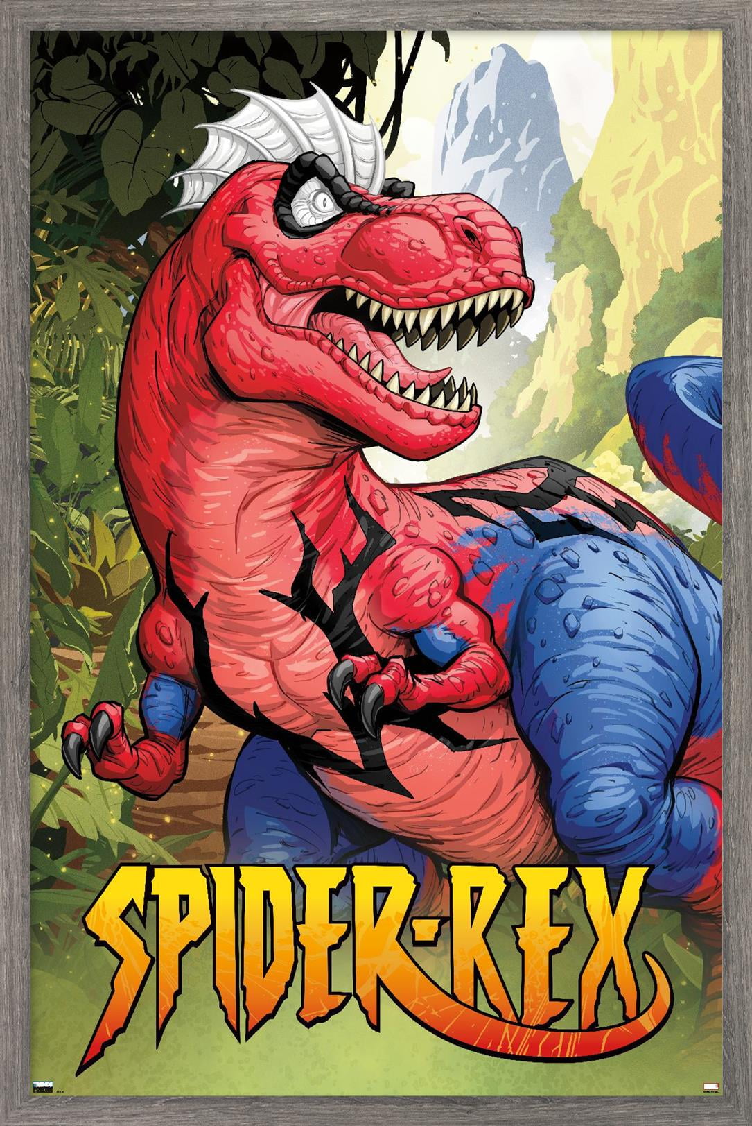 Marvel Spider-Rex - Portrait Wall Poster, 22.375" x 34" Framed ...