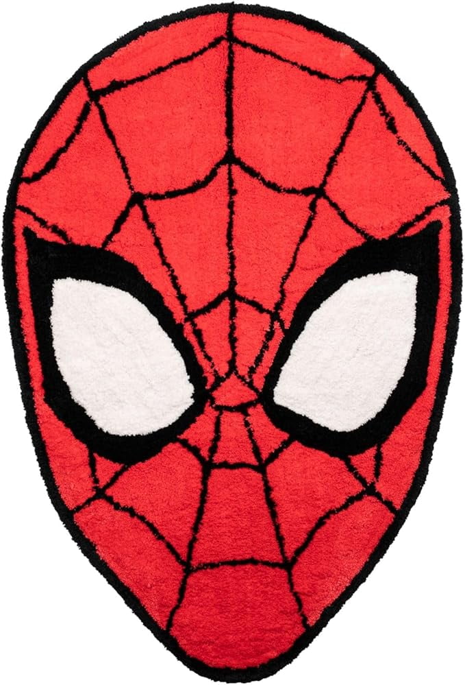 Marvel SpiderMan Face Fluffy Plush 4ft x 3ft Tufted Area Rug ...