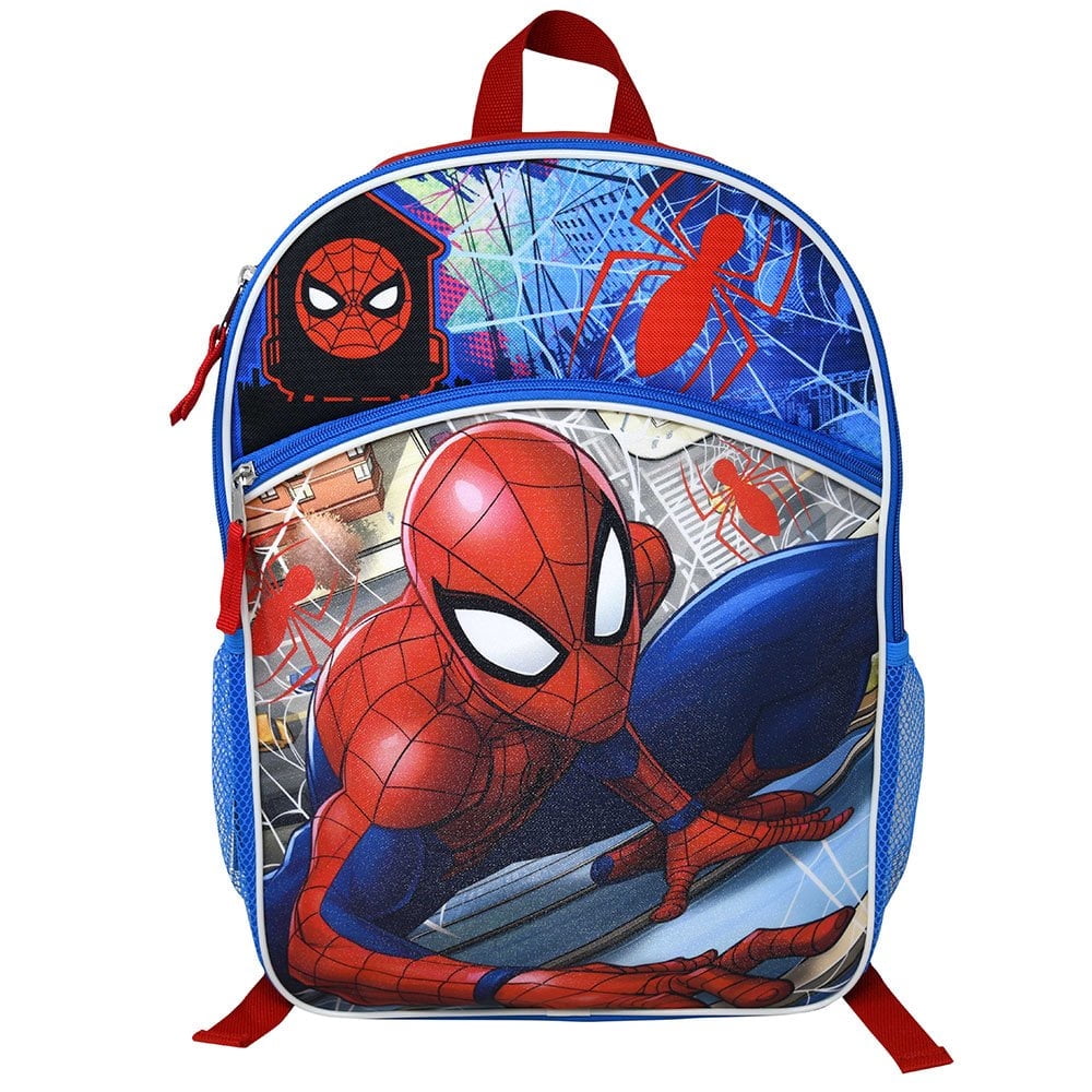 Marvel Spiderman 16" Blue and Red School Backpack with Front and Side ...