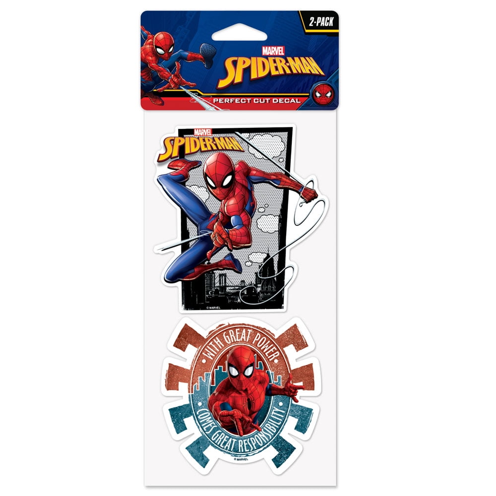Marvel Spiderman 4" x 8" 2 Pack Perfect Cut Decal - Walmart.com