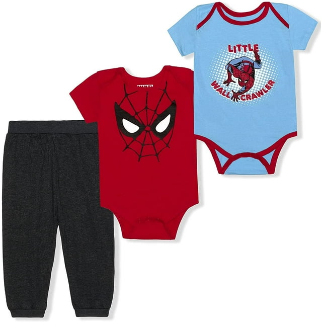 Marvel Spiderman Baby Boys Bodysuit and Jogger 3-Piece Set for Infant ...