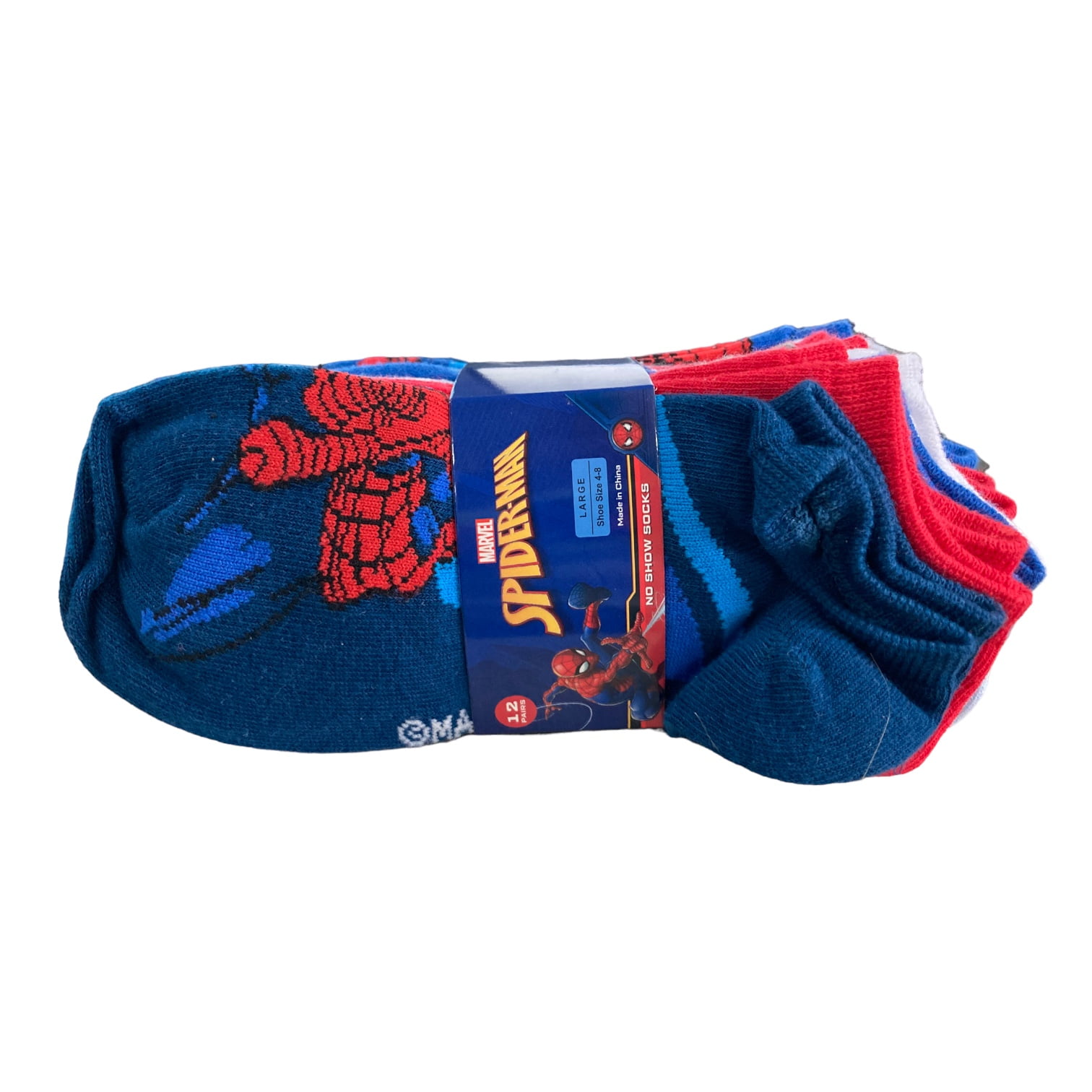 Marvel Spiderman Boy's Breathable Comfortable 12 Pair Set No Show Socks ...