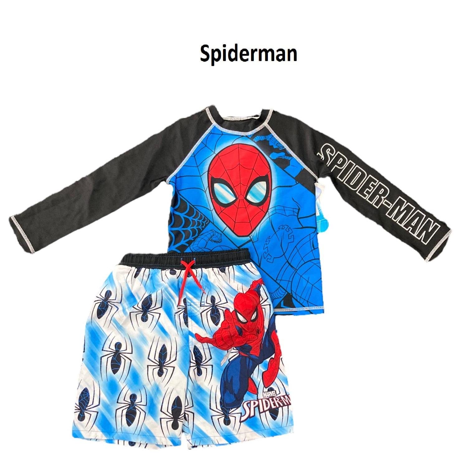 Marvel Spiderman Toddler's 2-Piece Swimwear: Long Sleeve Rashguard ...