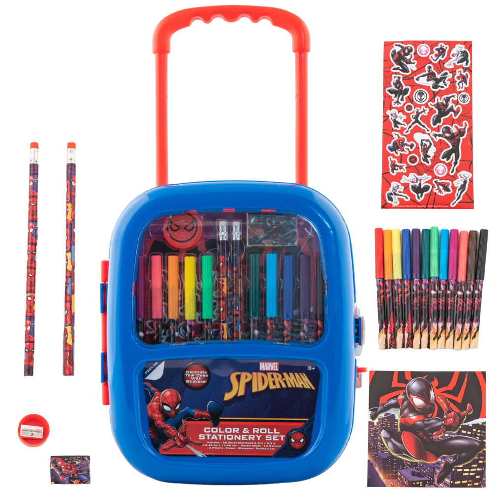 Marvel Spiderman Boys Art Kit Stickers Markers Color and Rolling ...