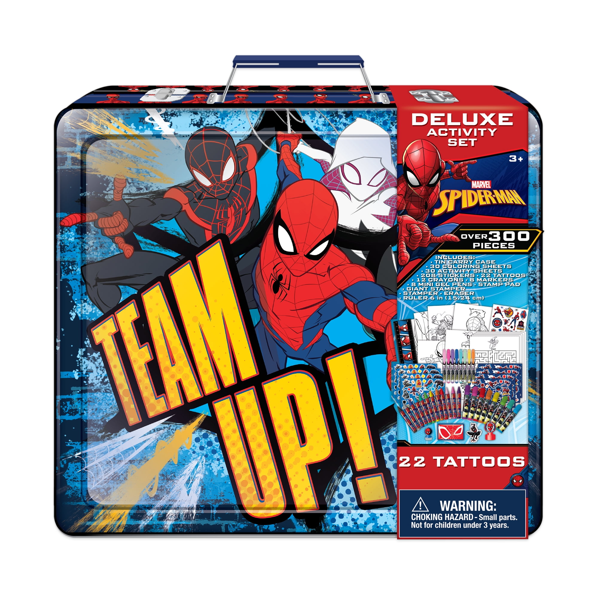 Marvel Spiderman Boys Art Kit with Carrying Tin Gel Pens Markers ...