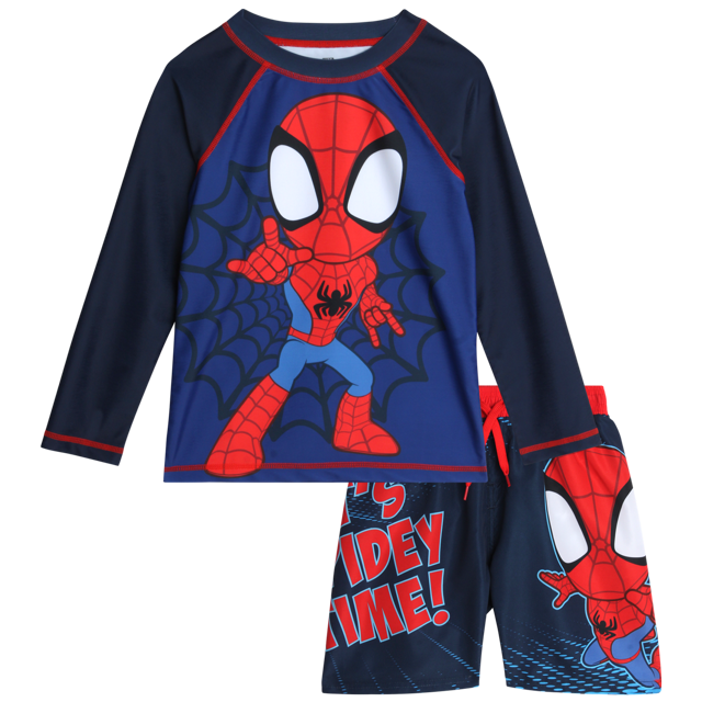 Marvel Spiderman Toddler Boys' Rash Guard Swim Suit Set, UPF 50 ...