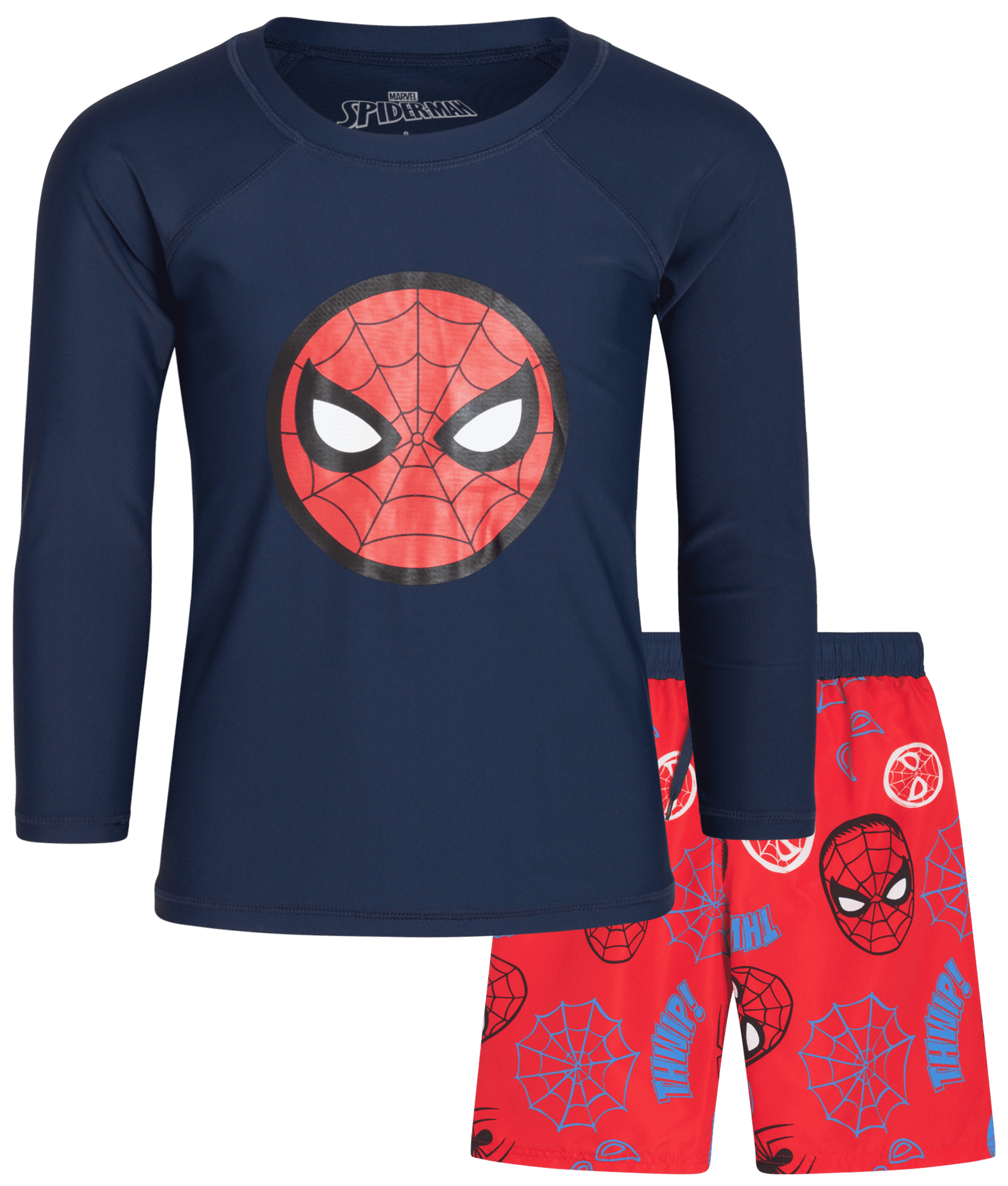 Marvel Spiderman Boys’ Rash Guard Set – Spider-Man Kids’ UPF 50+ Swim ...