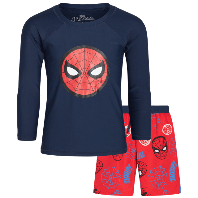 Marvel Spiderman Boys’ Rash Guard Set – Spider-Man Kids’ UPF 50+ Swim ...