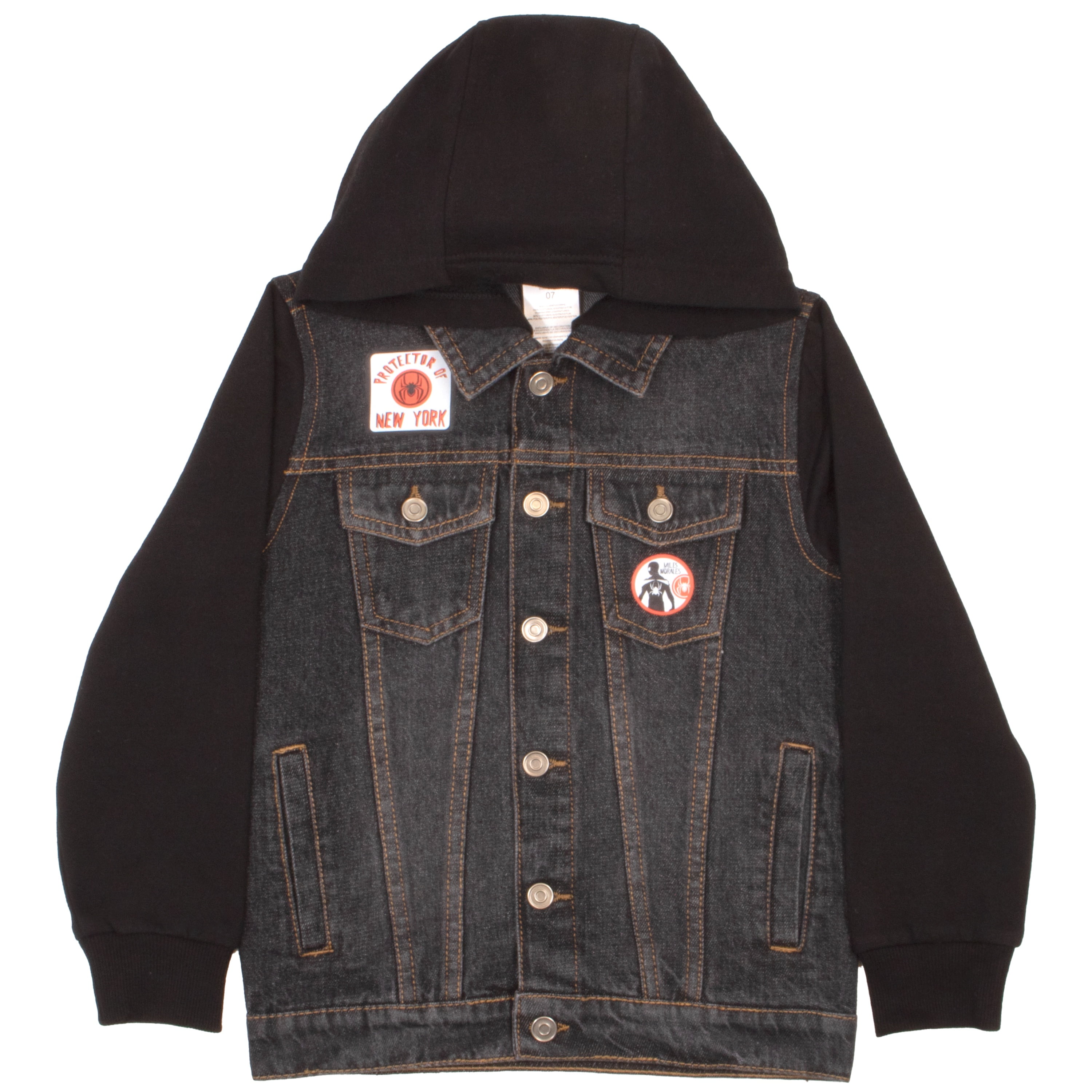 Marvel Spiderman Jean Jacket with Hoodie Spider-Man Miles Morales Denim ...