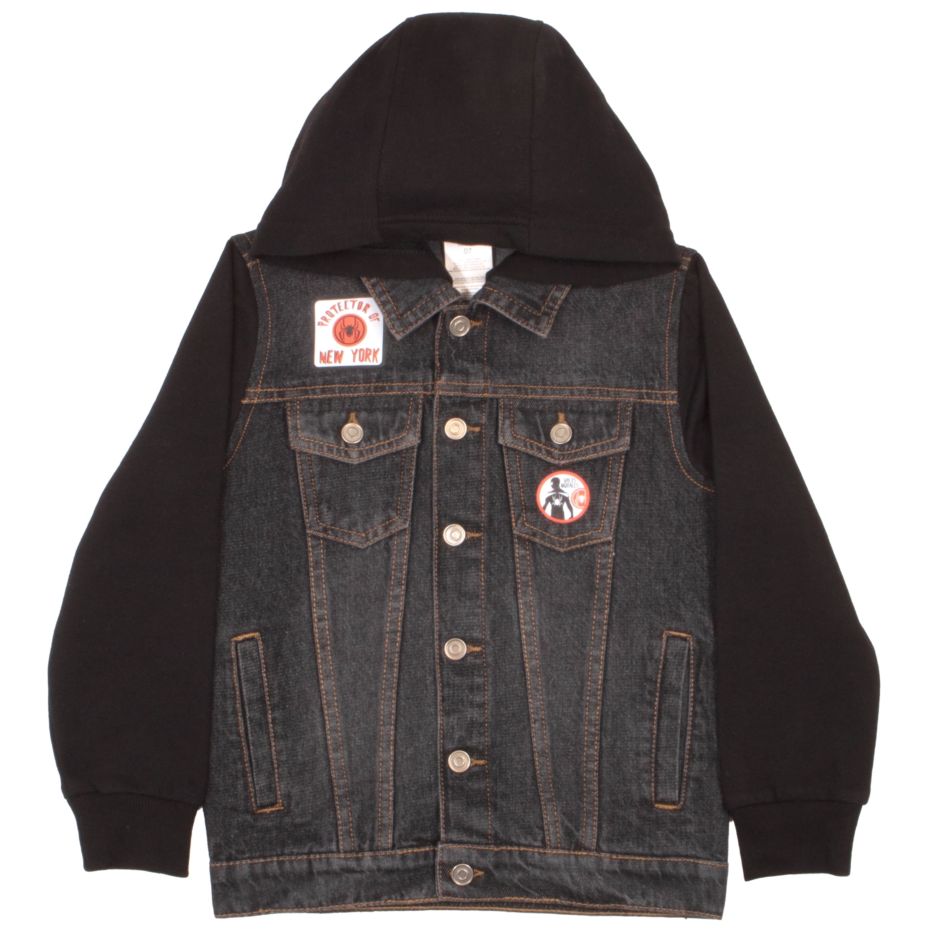 Marvel Spiderman Jean Jacket with Hoodie Spider-Man Miles Morales Denim ...