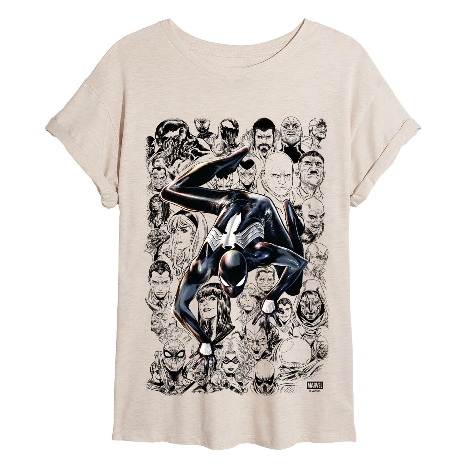 Marvel - Spiderman Outline - Women's Oversized Graphic T-Shirt ...