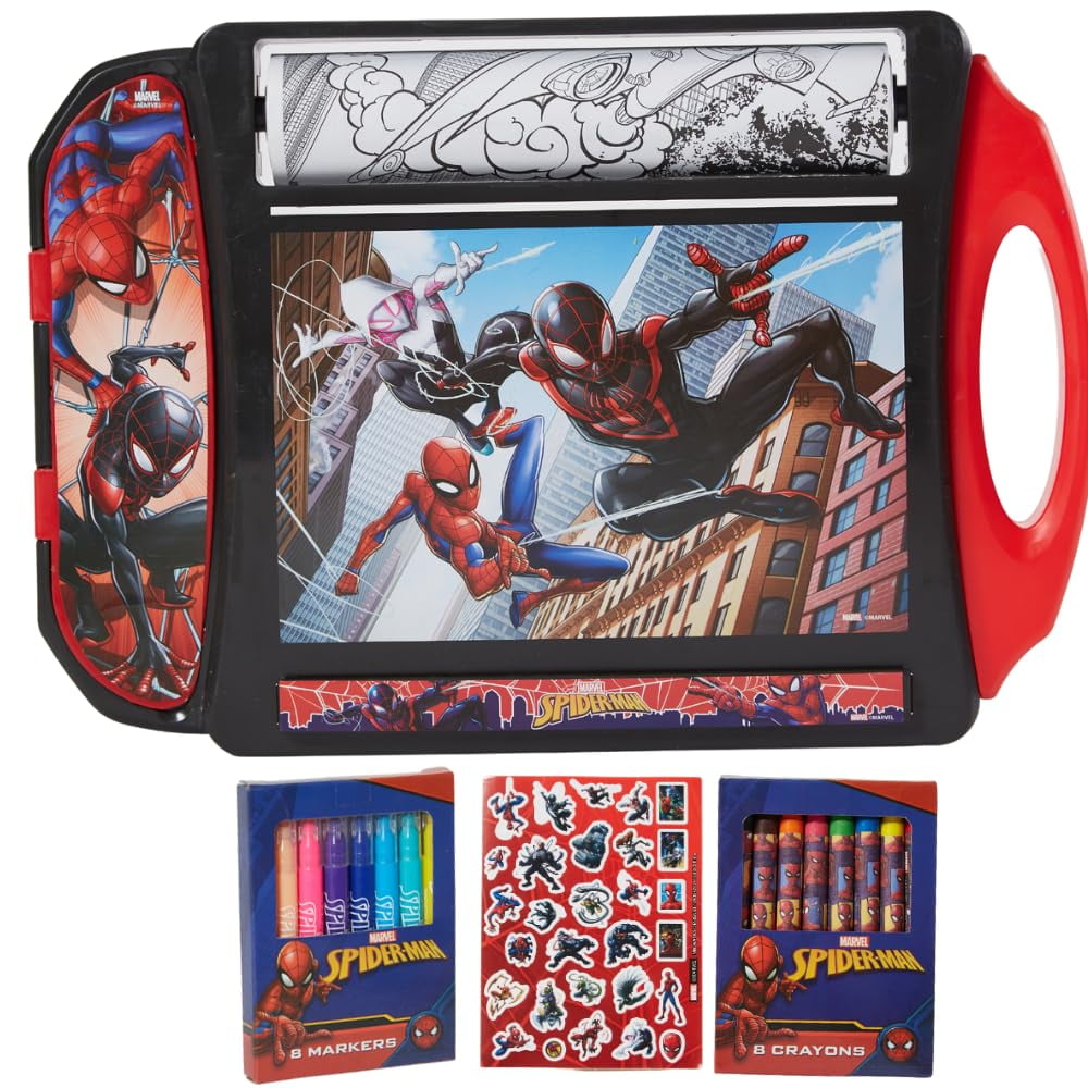 Marvel Spiderman Roller Art Desk Set for Girls and Boys, Travel ...