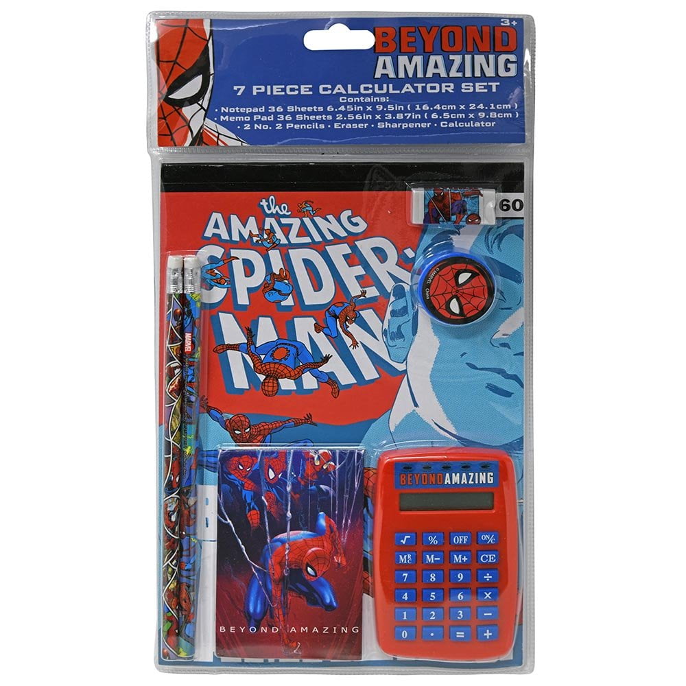 Spiderman 7pc Back to School Writing Supplies: Calculator Set, Pencil ...