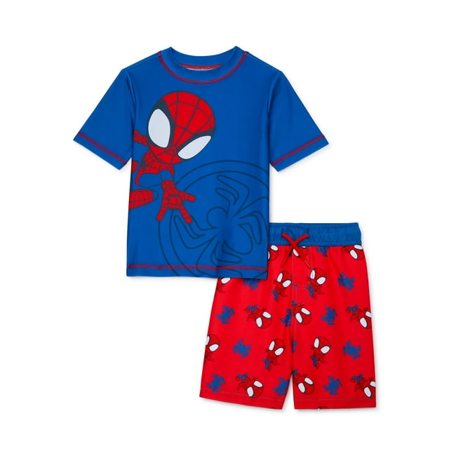 Spider-Man Marvel Toddler Boys Short Sleeve UPF 50+ Rashguard, 2-pcs ...