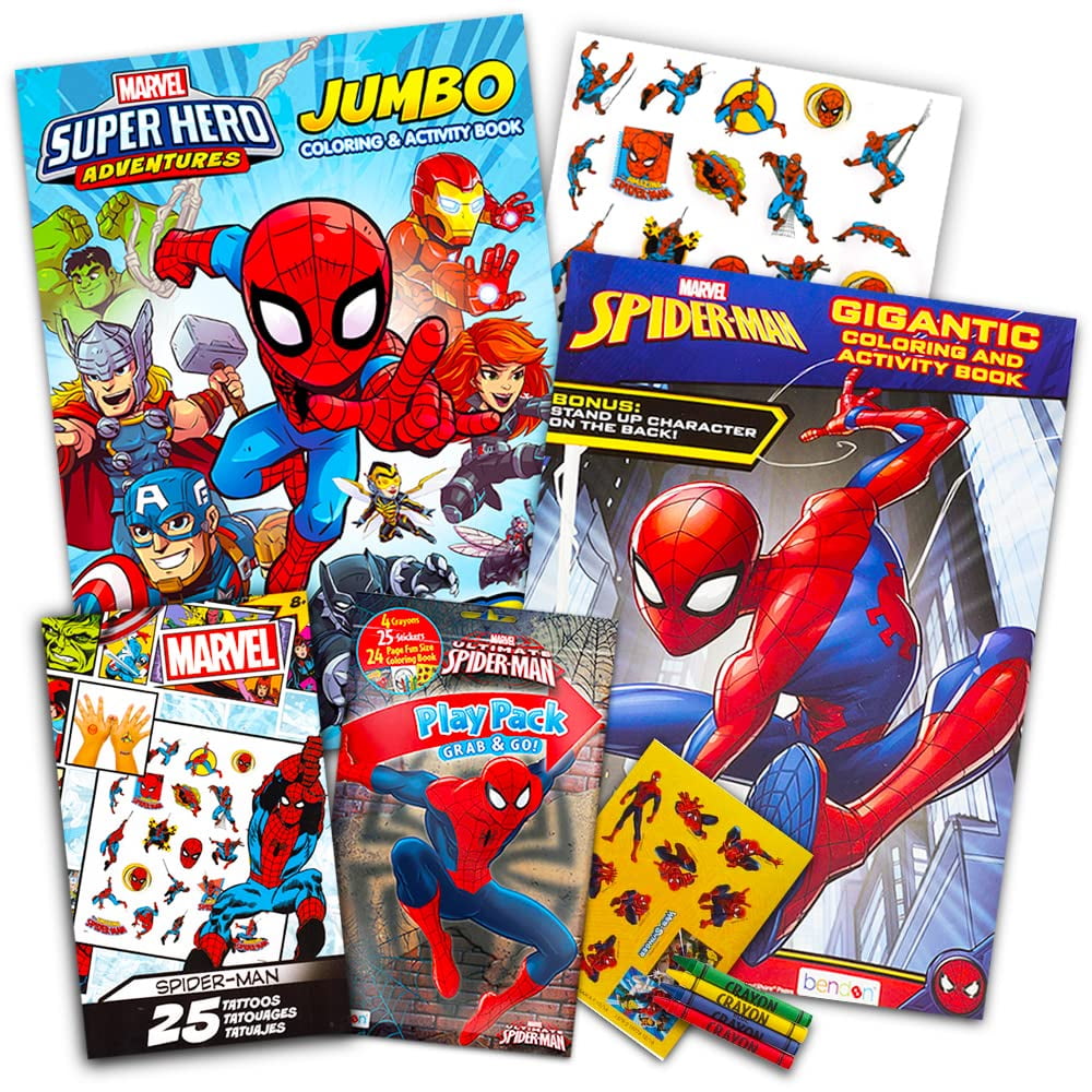 Marvel Spiderman Ultimate Coloring Book Set -- 3 Spiderman Activity ...