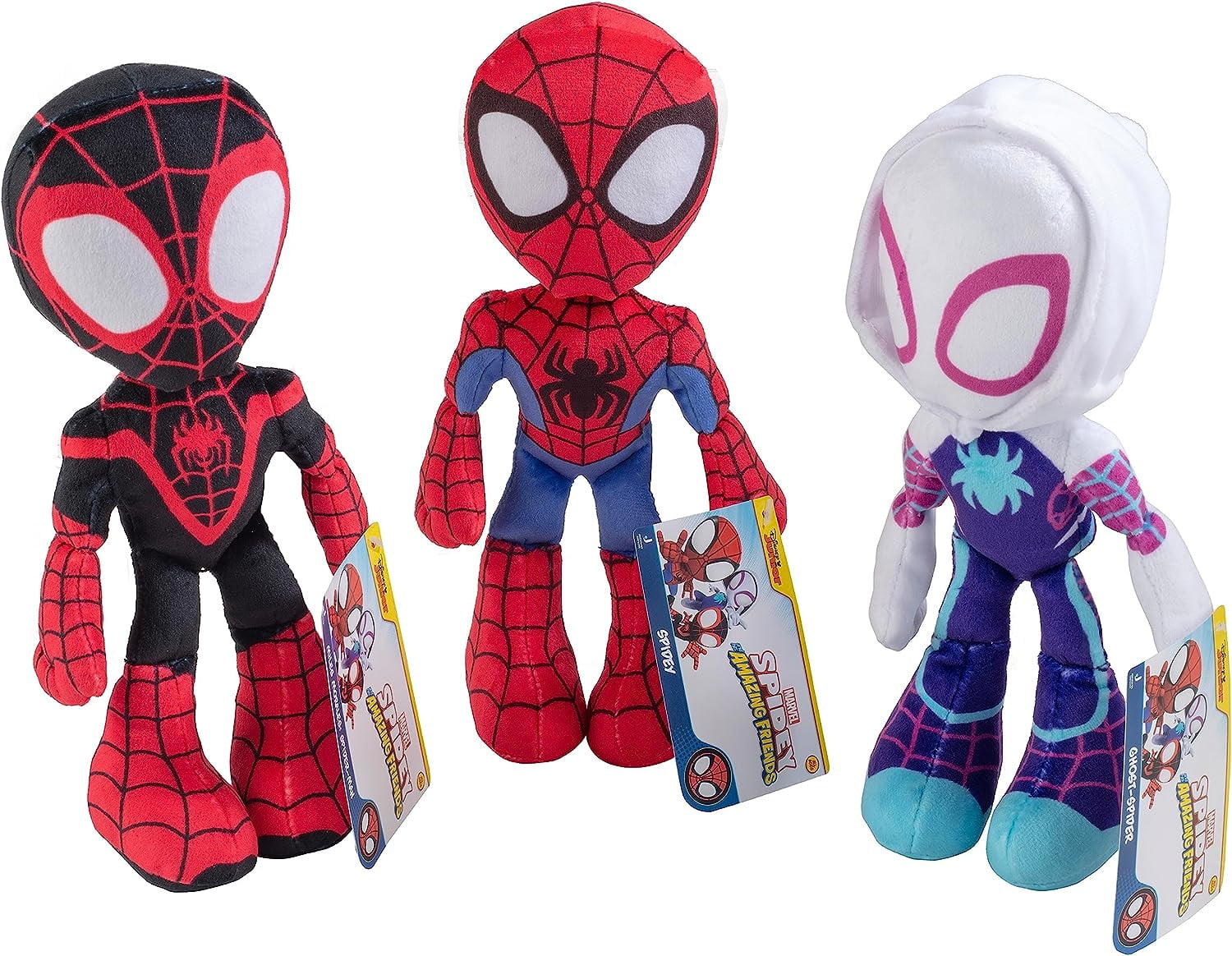 "Marvel Spiderman Soft Stuffy 8"" Plush Set - Spiderman, Miles Morales ...