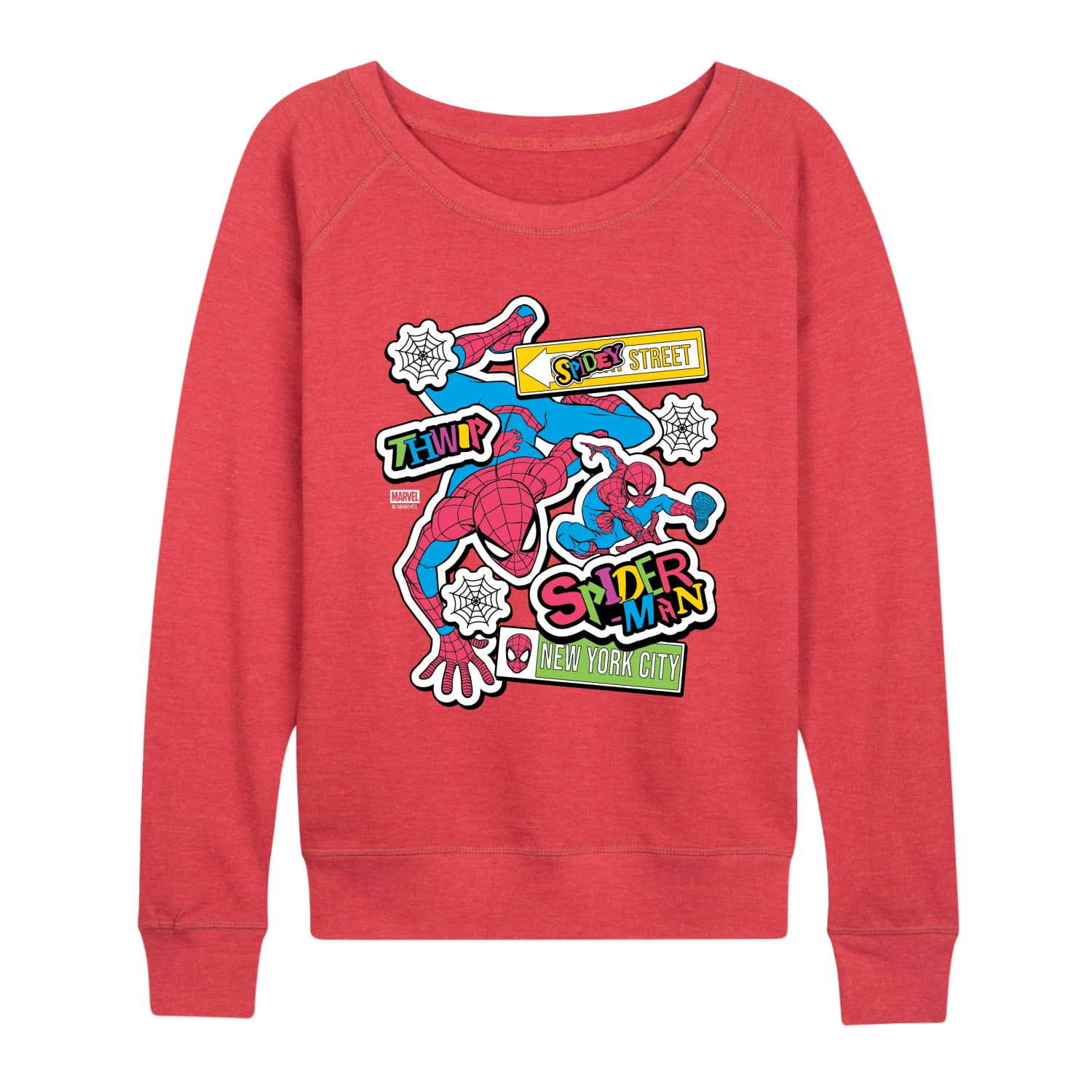 Marvel - Spidey Bright Stickers - Women's French Terry Long Sleeve ...