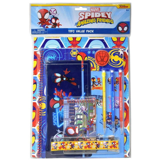 Marvel Spidey & Friends 11pc Value Pack Stationery Set with Plastic ...