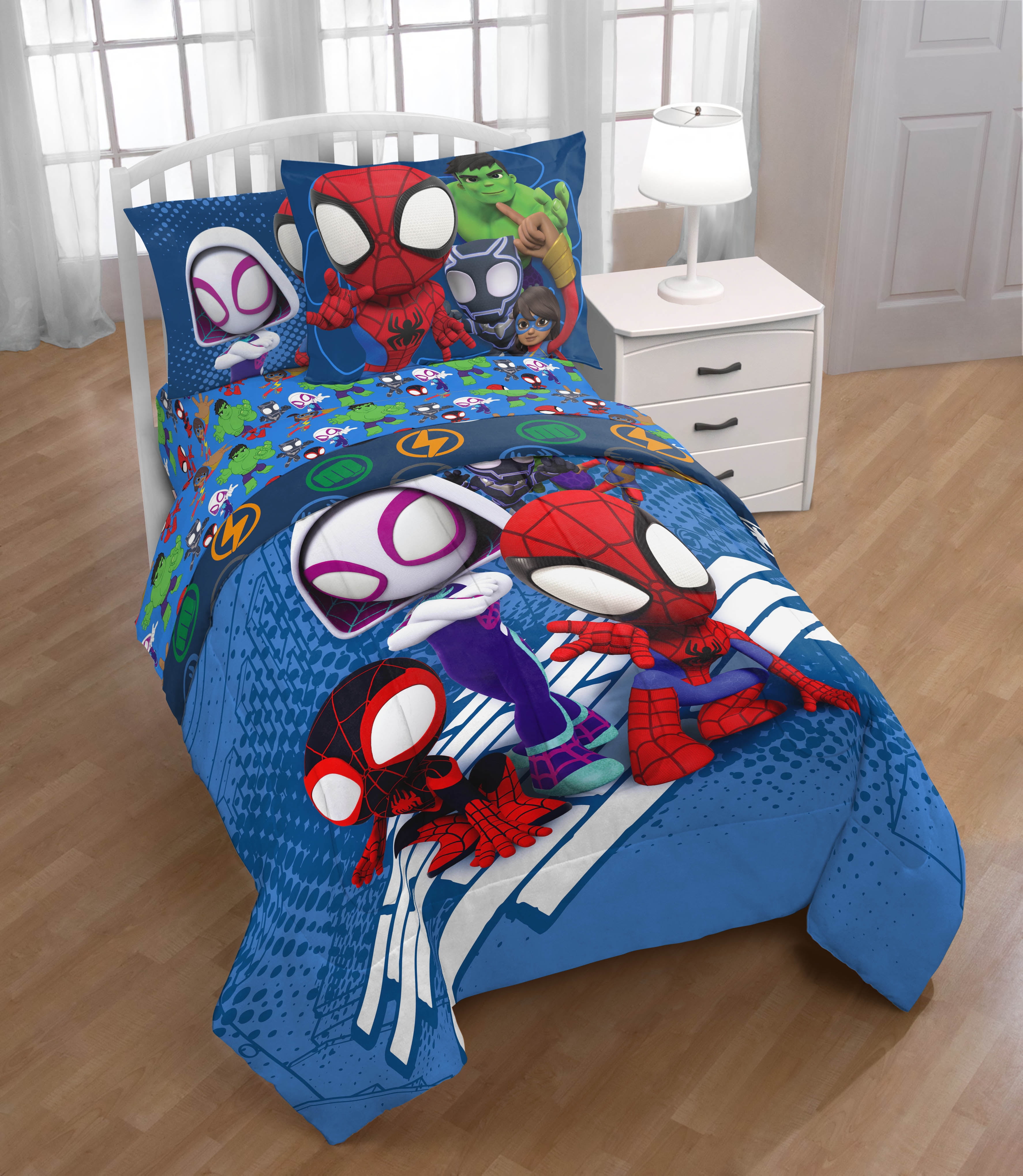 Marvel Spidey & His Amazing Friends Blue 5 Piece Full Bed Set w/ Sham ...