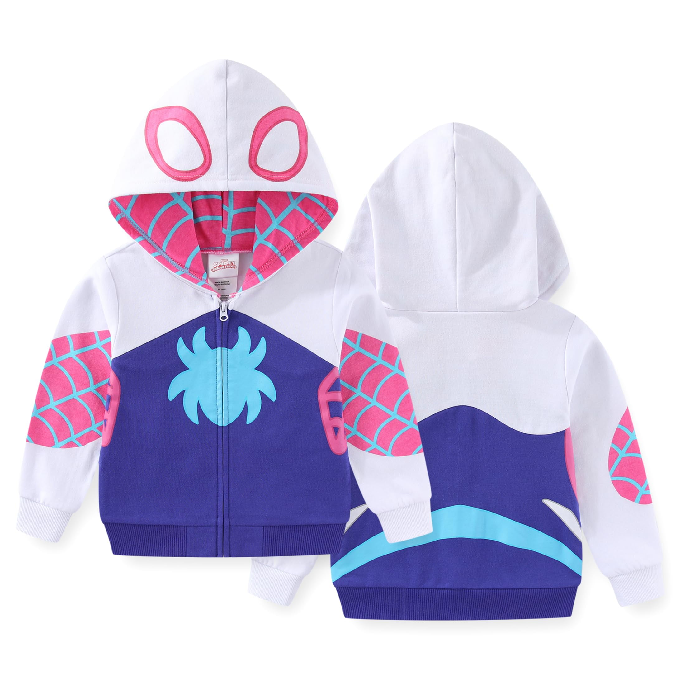 Marvel Spidey & His Amazing Friends Ghost Spider Spider-Gwen Zip-Up Hoodie (Girls), Sizes 2T-7 ...