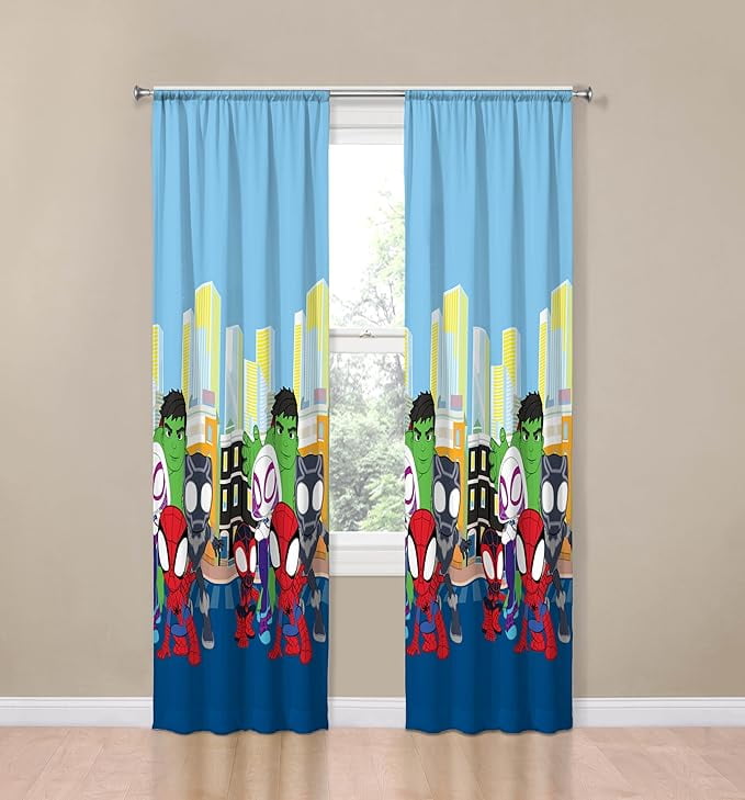 Marvel Spidey & His Amazing Friends Sunny Day Heroes 2 Panels Drapes ...