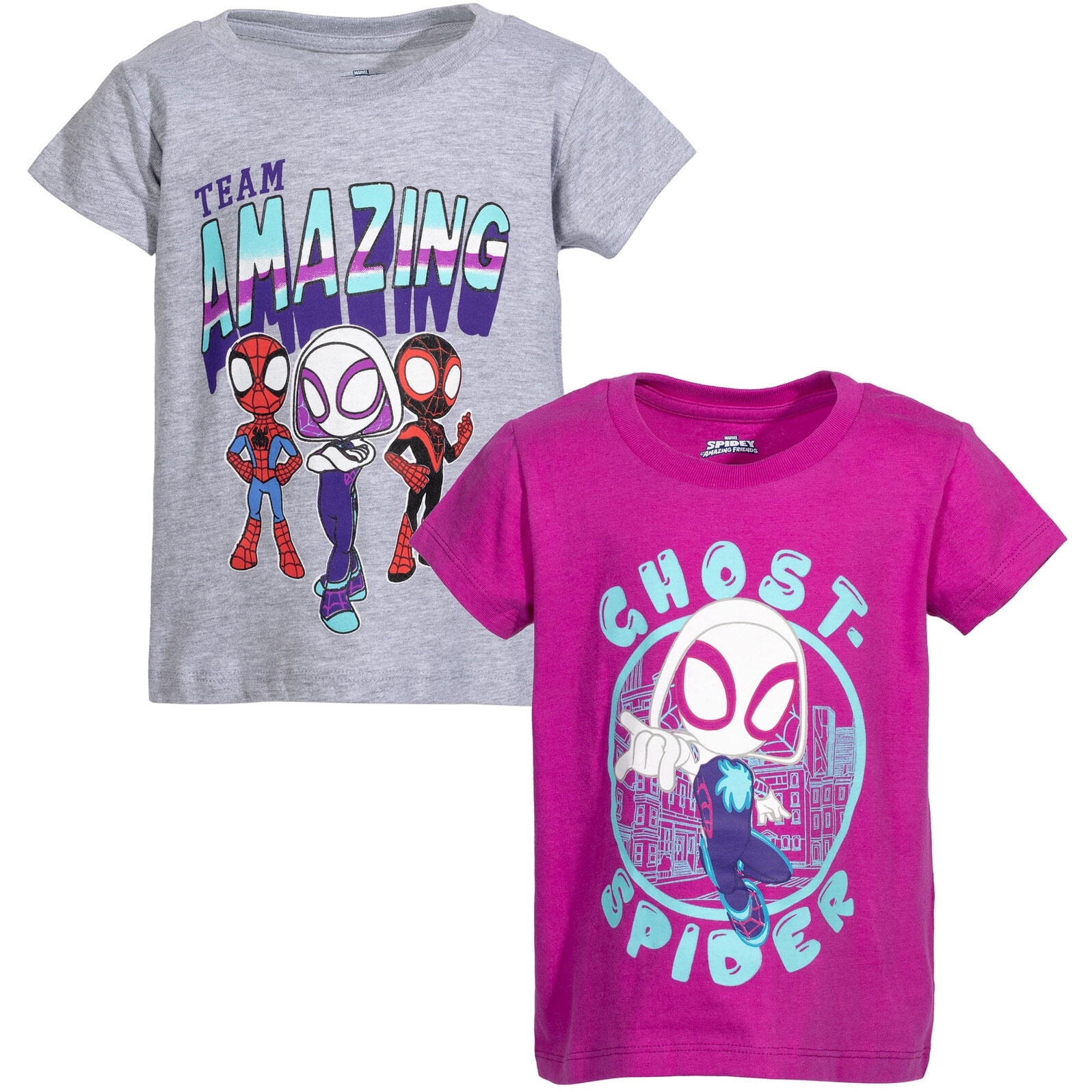 Marvel Spiderman Spidey Little Girls Pack of 2 T-Shirt Clothes, Toddler ...